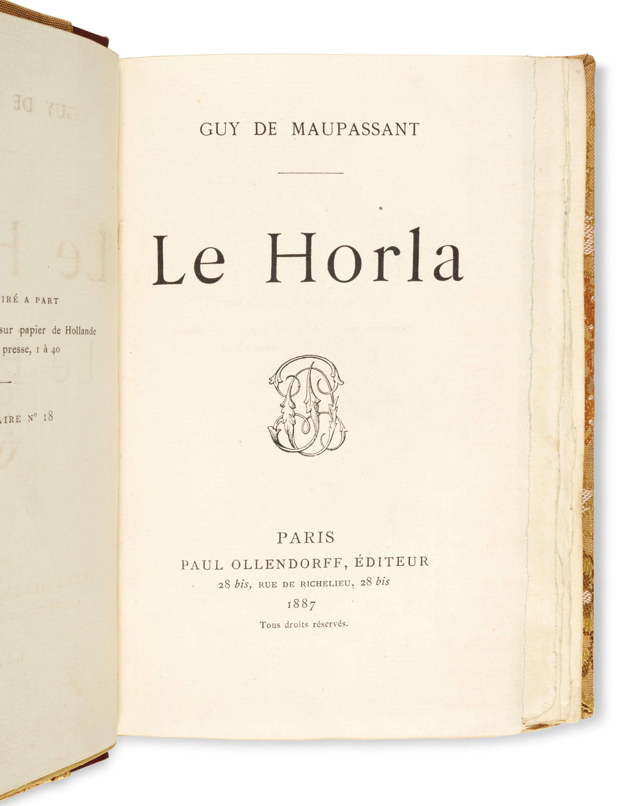 MAUPASSANT, Guy de (1850-1893), Le Horla. Paris : Paul Ollendorff, 1887 ...