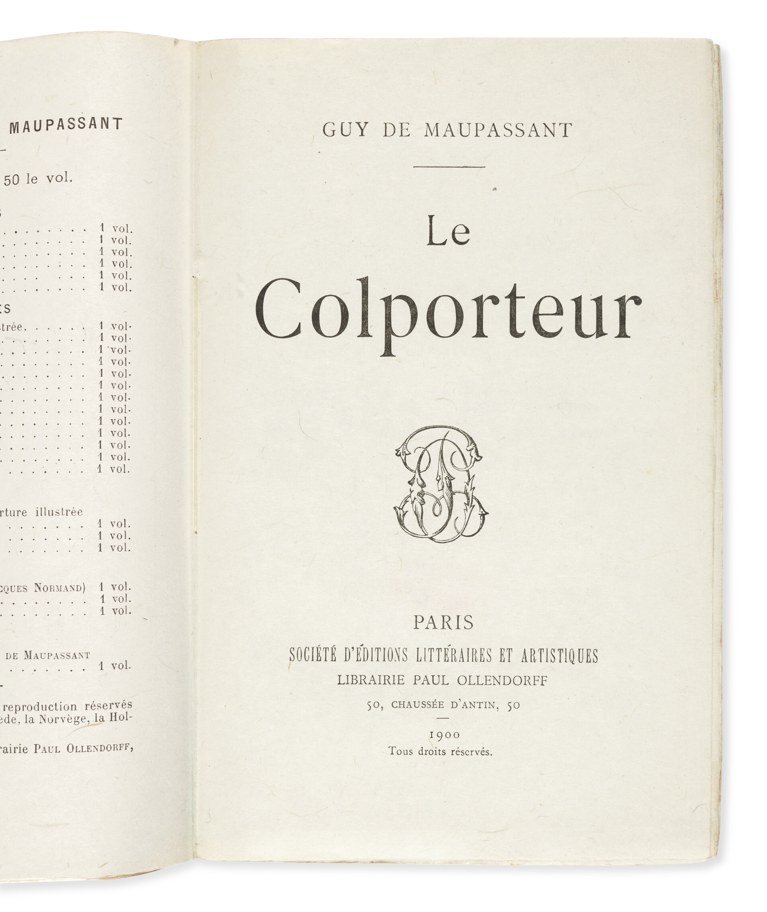 MAUPASSANT, Guy de (1850-1893), Le Colporteur. Paris : Ollendorff, 1900 ...