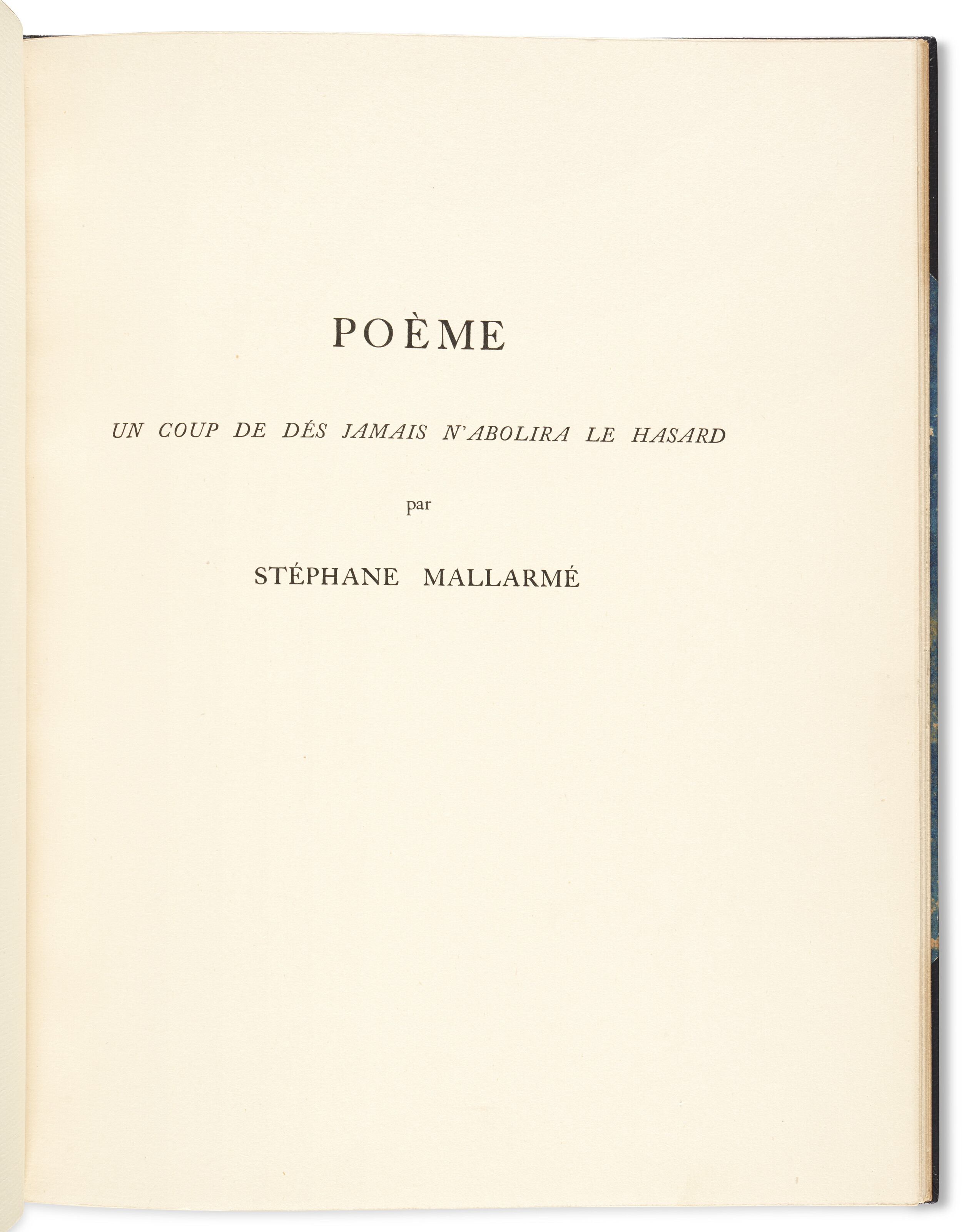 MALLARMÉ, Stéphane (1842-1898), Un coup de dés jamais n'abolira le ...