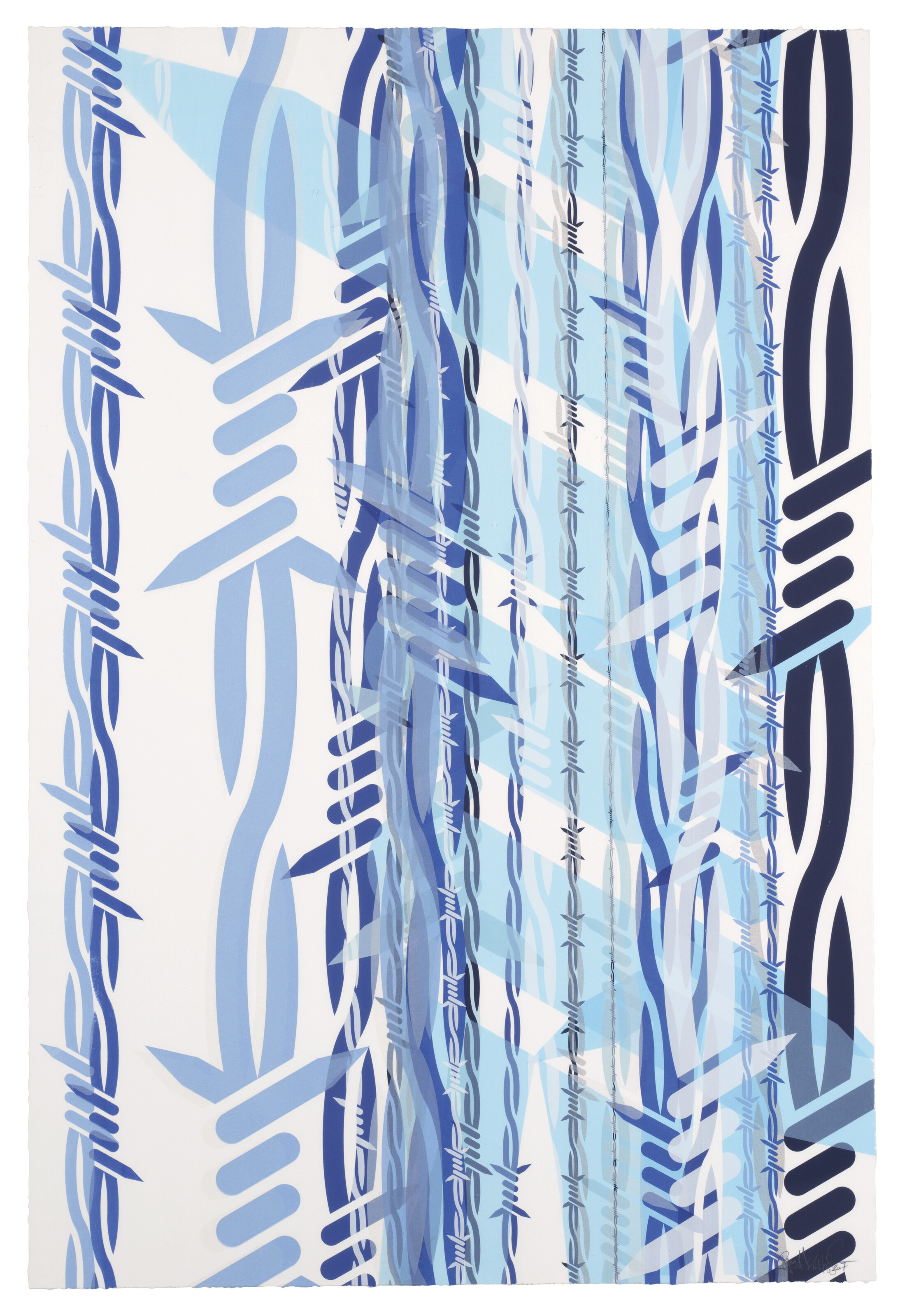 RYAN MCGINNESS (B. 1972), Untitled (Blue Barbed Wire on White 5 ...