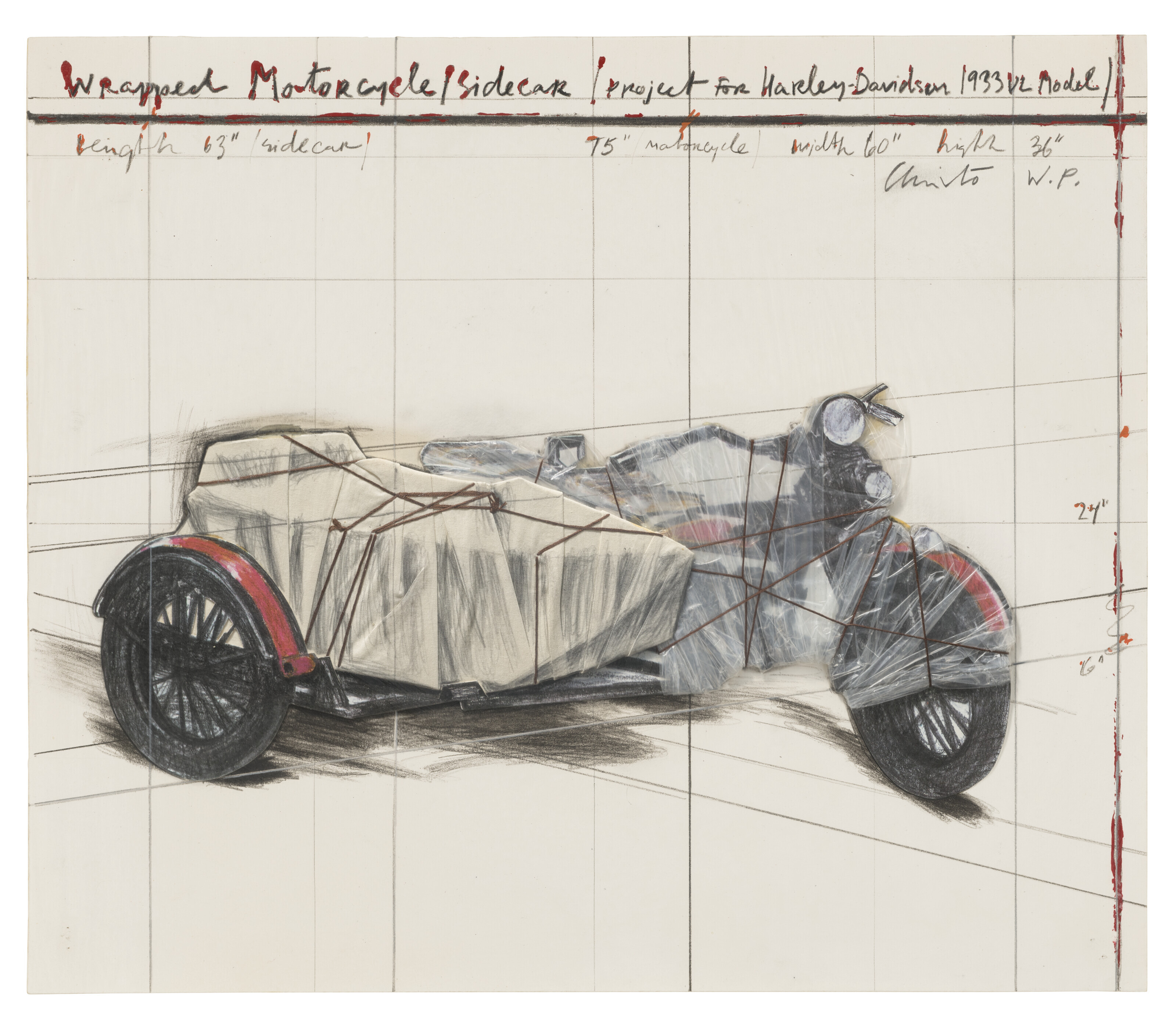 CHRISTO (1935-2020), Wrapped Motorcycle/Side Car, Project for Harley ...