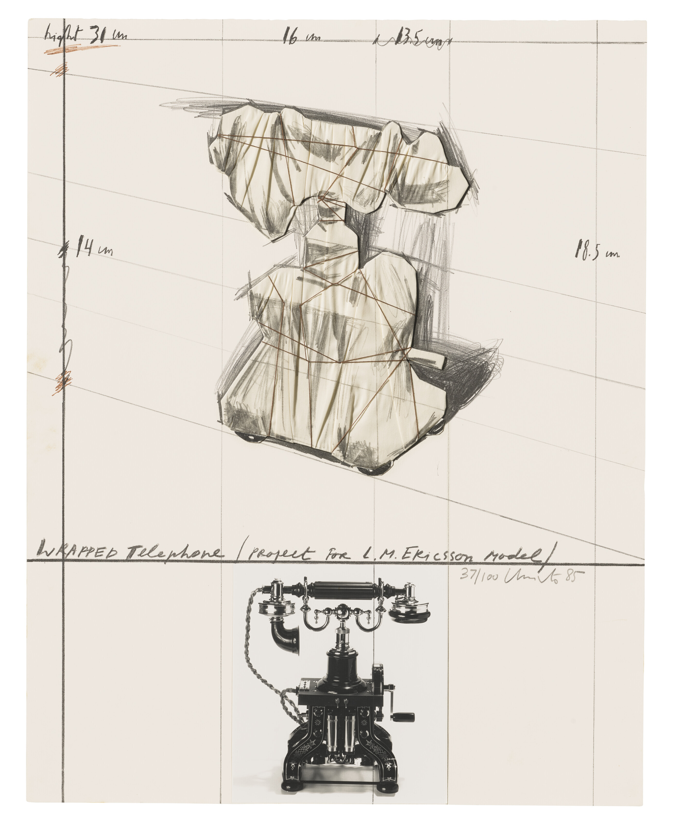 CHRISTO (1935-2020), Wrapped Telephone, Project for L.M. Ericsson Model ...