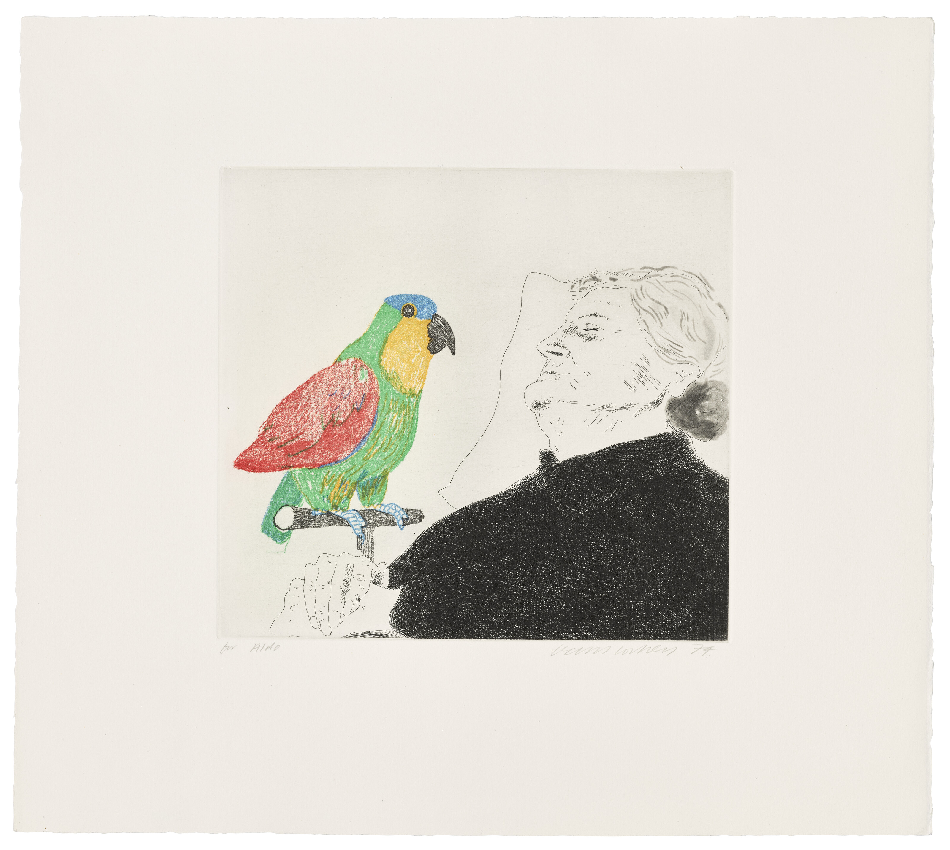 DAVID HOCKNEY (B.1937), Félicité sleeping, with parrot: illustration ...