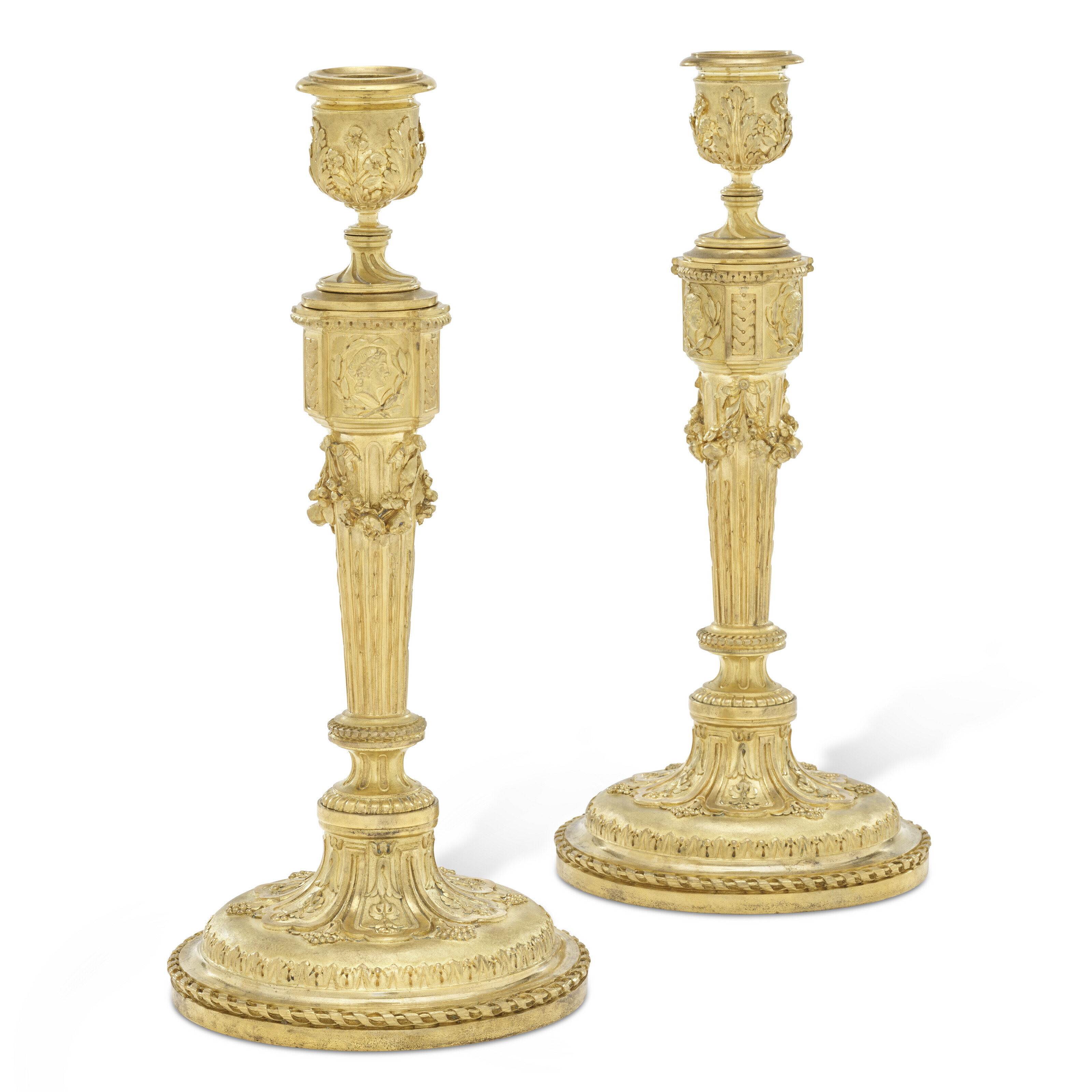 A PAIR OF FRENCH ORMOLU CANDLESTICKS, BY RAINGO FRERES, THIRD QUARTER ...