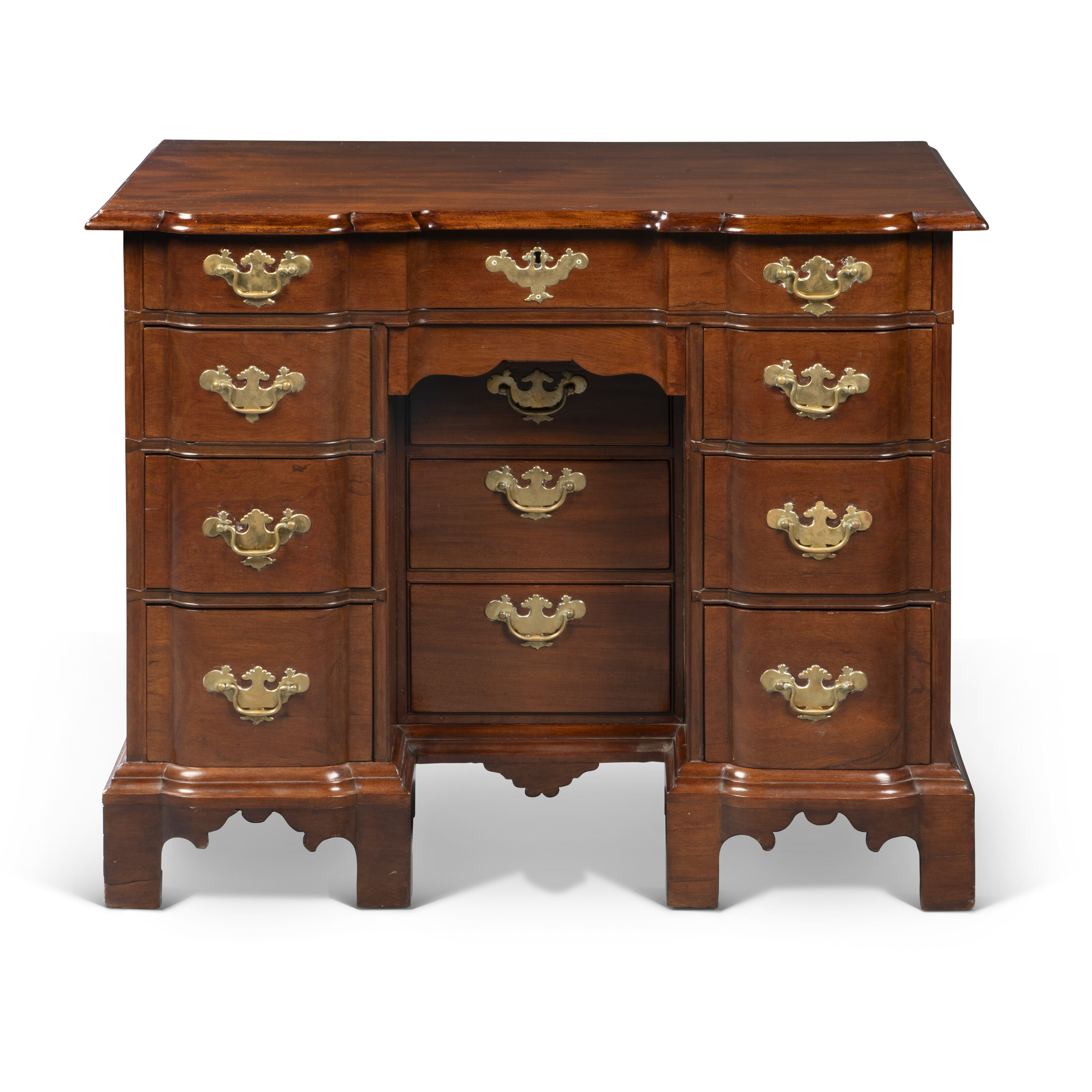 AN AMERICAN 'CHIPPENDALE' MAHOGANY 'BLOCK-FRONT' KNEEHOLE DESK, BOSTON ...
