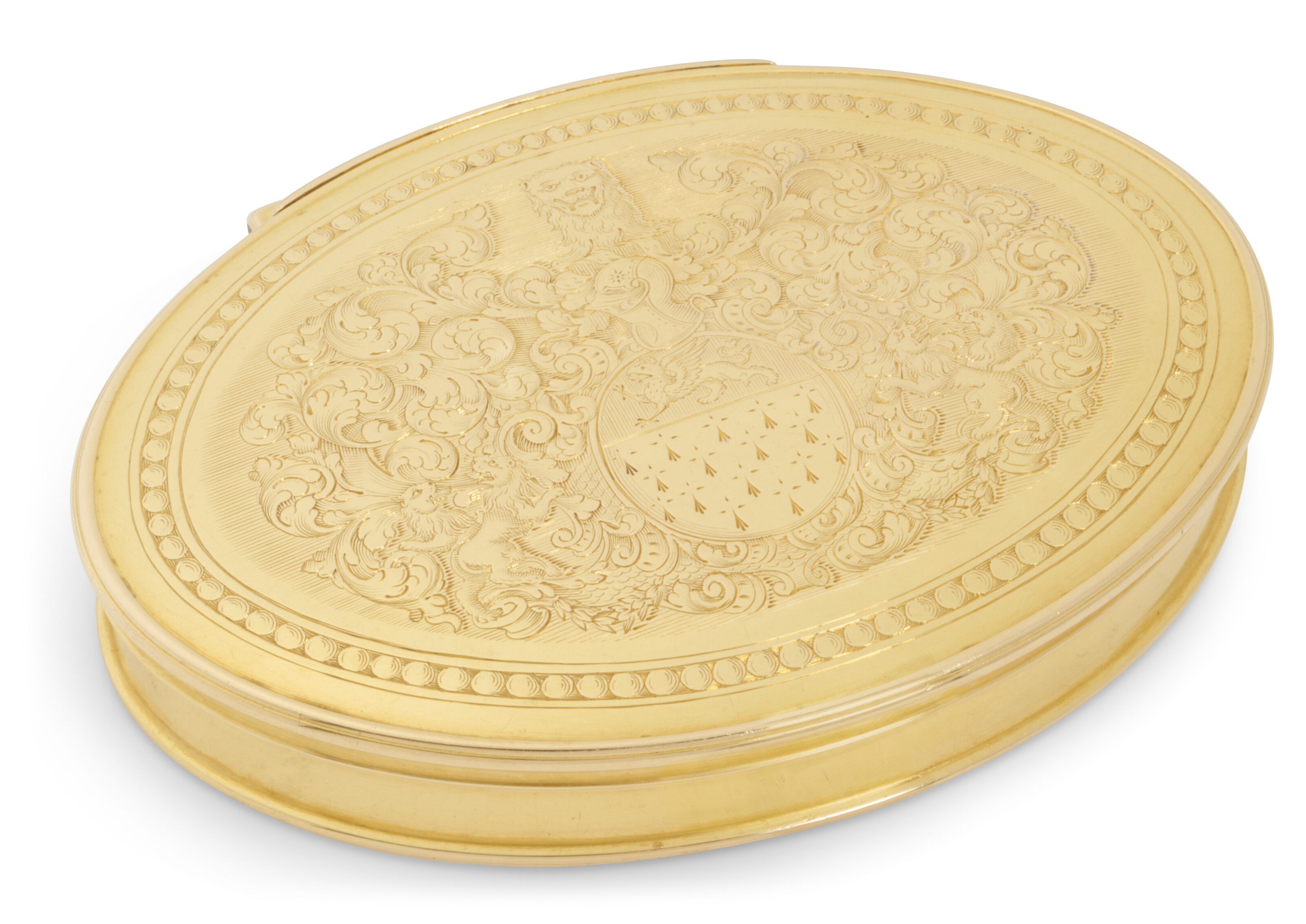 A GEORGE I GOLD SNUFF-BOX, LONDON, CIRCA 1720; THE ENGRAVING ATTRIBUTED ...