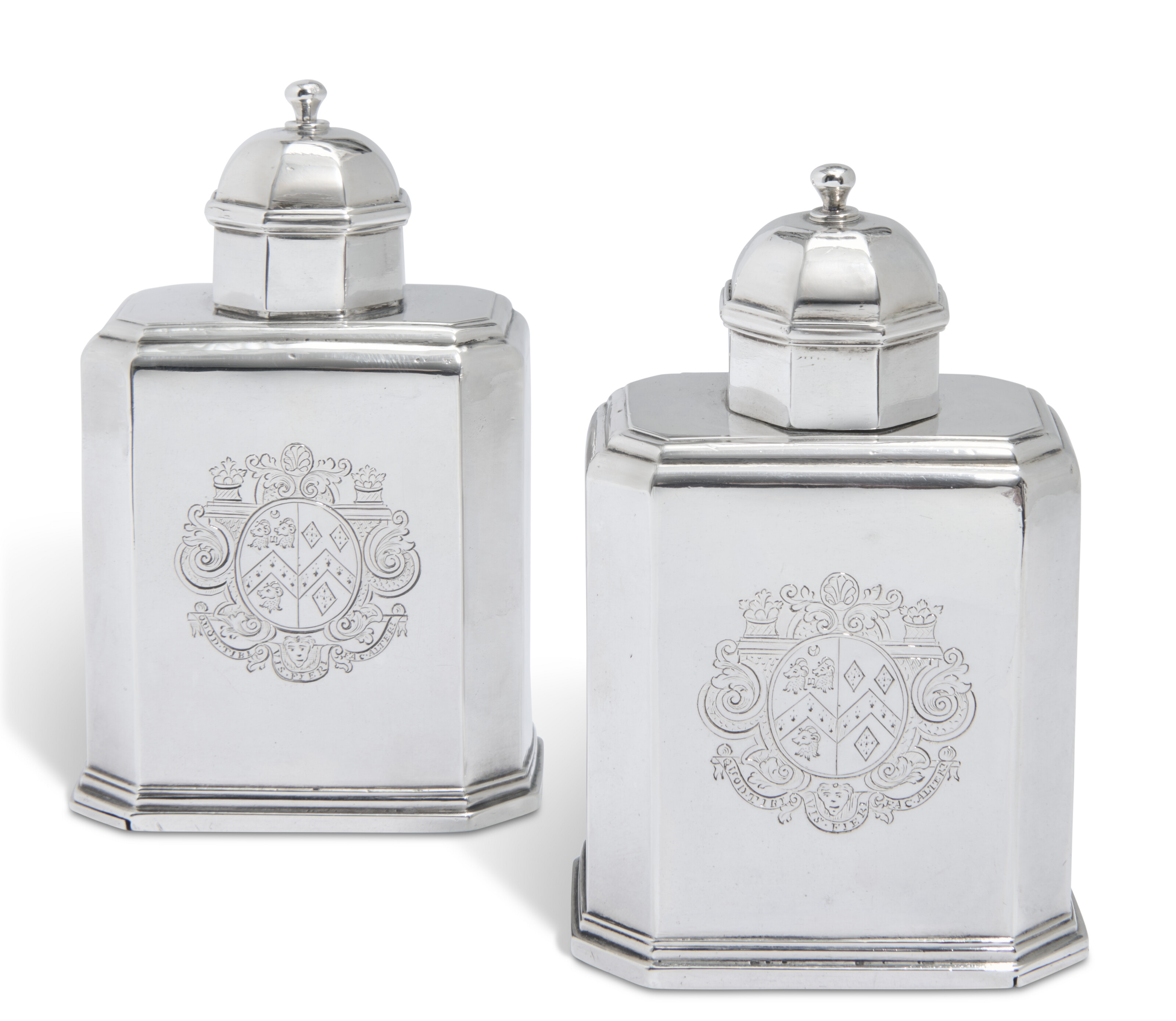 A PAIR OF GEORGE I SILVER TEA CADDIES, MARK OF THOMAS ASH, LONDON, 1714 ...