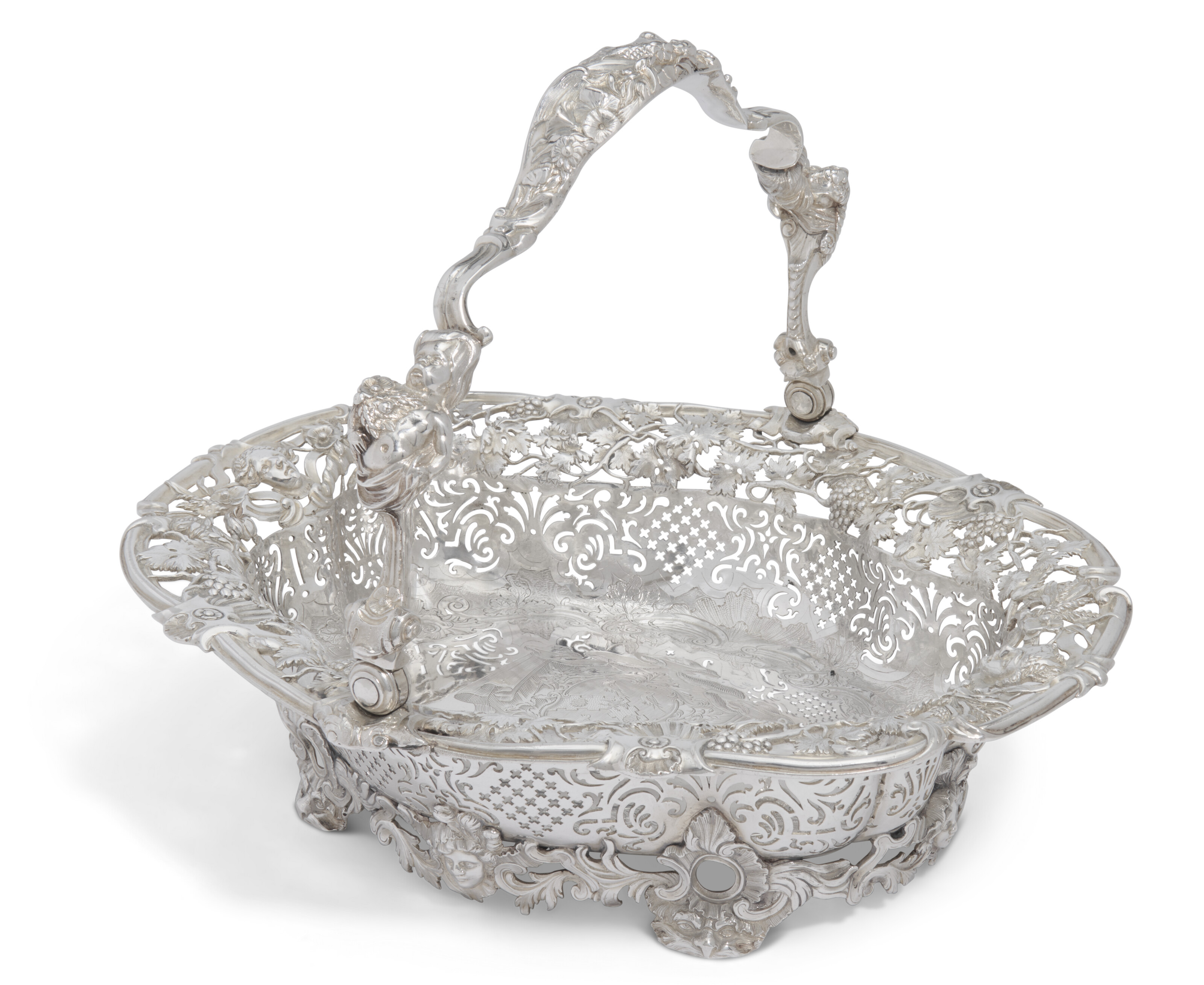 A GEORGE II SILVER CAKE BASKET, MARK OF PETER ARCHAMBO, LONDON, 1740 ...