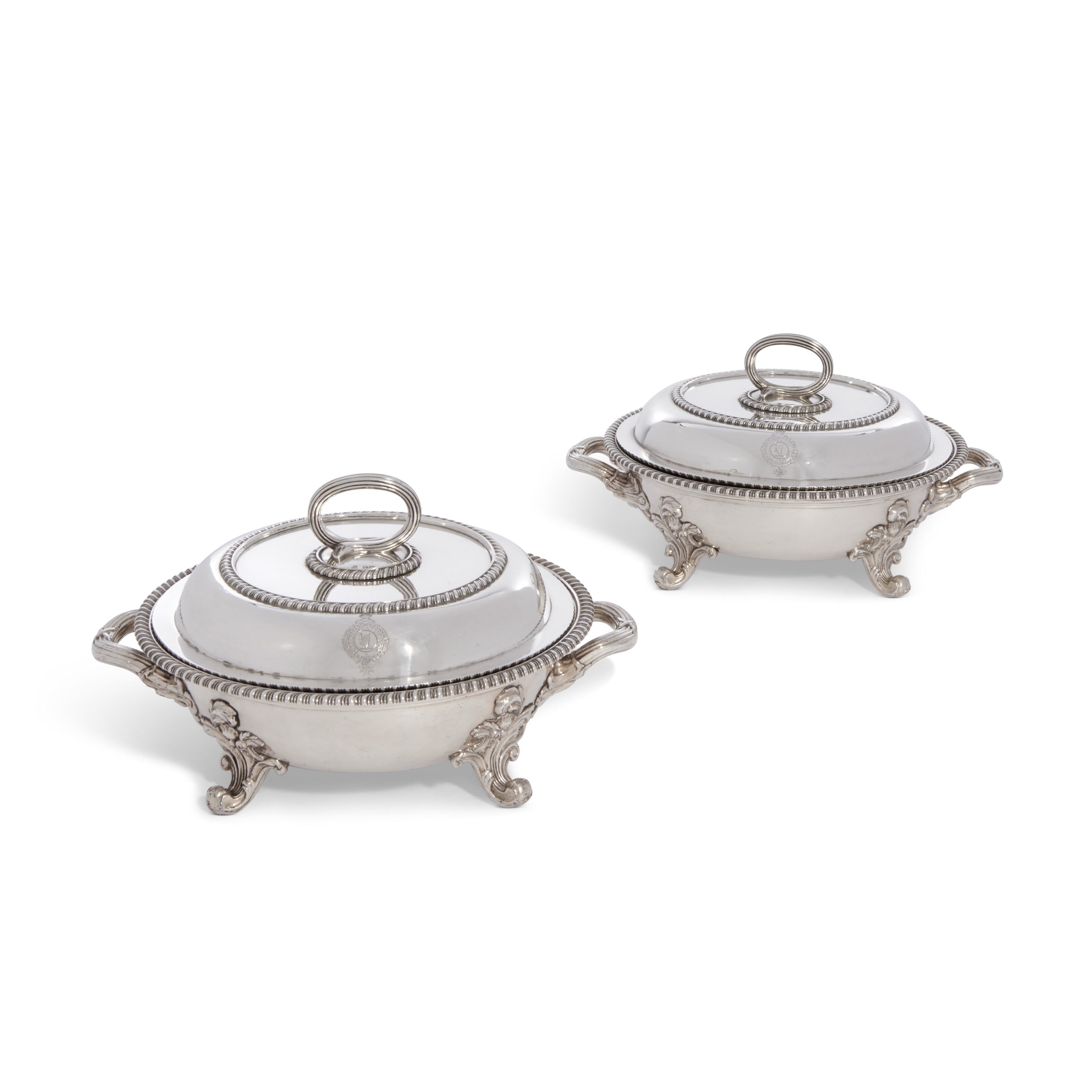 A PAIR OF VICTORIAN SILVER ENTREE DISHES AND COVERS AND OLD SHEFFIELD ...