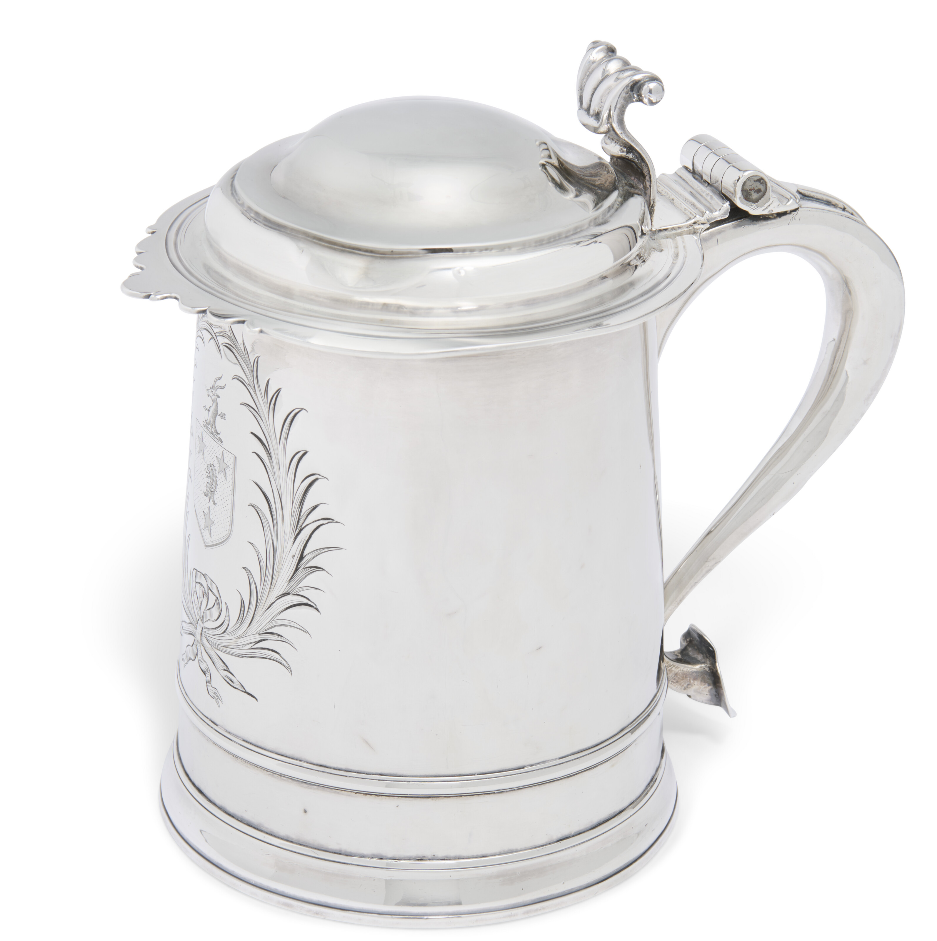 A QUEEN ANNE SILVER TANKARD, MARK OF ANTHONY NELME, LONDON, 1708 ...