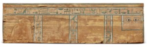 AN EGYPTIAN POLYCHROME WOOD 'EYE' COFFIN FOR SENBI, MIDDLE KINGDOM ...