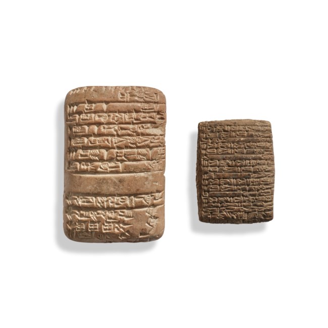 TWO MESOPOTAMIAN CLAY CUNEIFORM TABLETS, THIRD DYNASTY OF UR, CIRCA ...