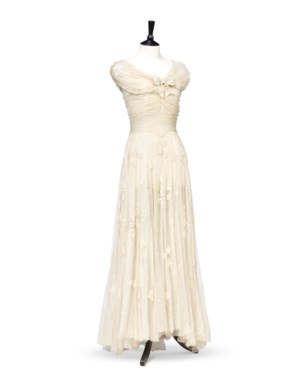 A ROYAL BRIDESMAID'S DRESS AND HEADDRESS, BY NORMAN HARTNELL, 1947, THE ...