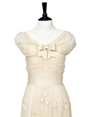 A ROYAL BRIDESMAID'S DRESS AND HEADDRESS, BY NORMAN HARTNELL, 1947, THE ...