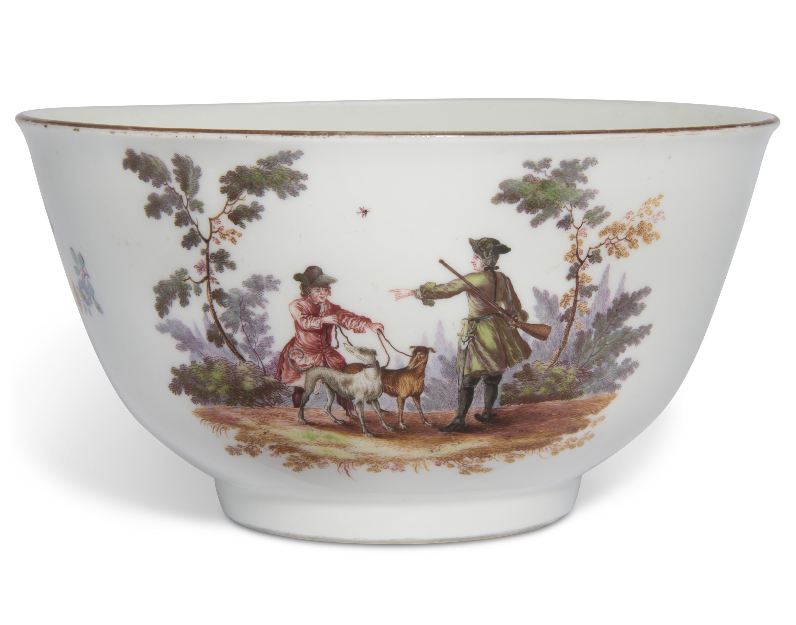 A MEISSEN PORCELAIN SLOP BOWL, CIRCA 1750, BLUE CROSSED SWORDS MARK AND ...