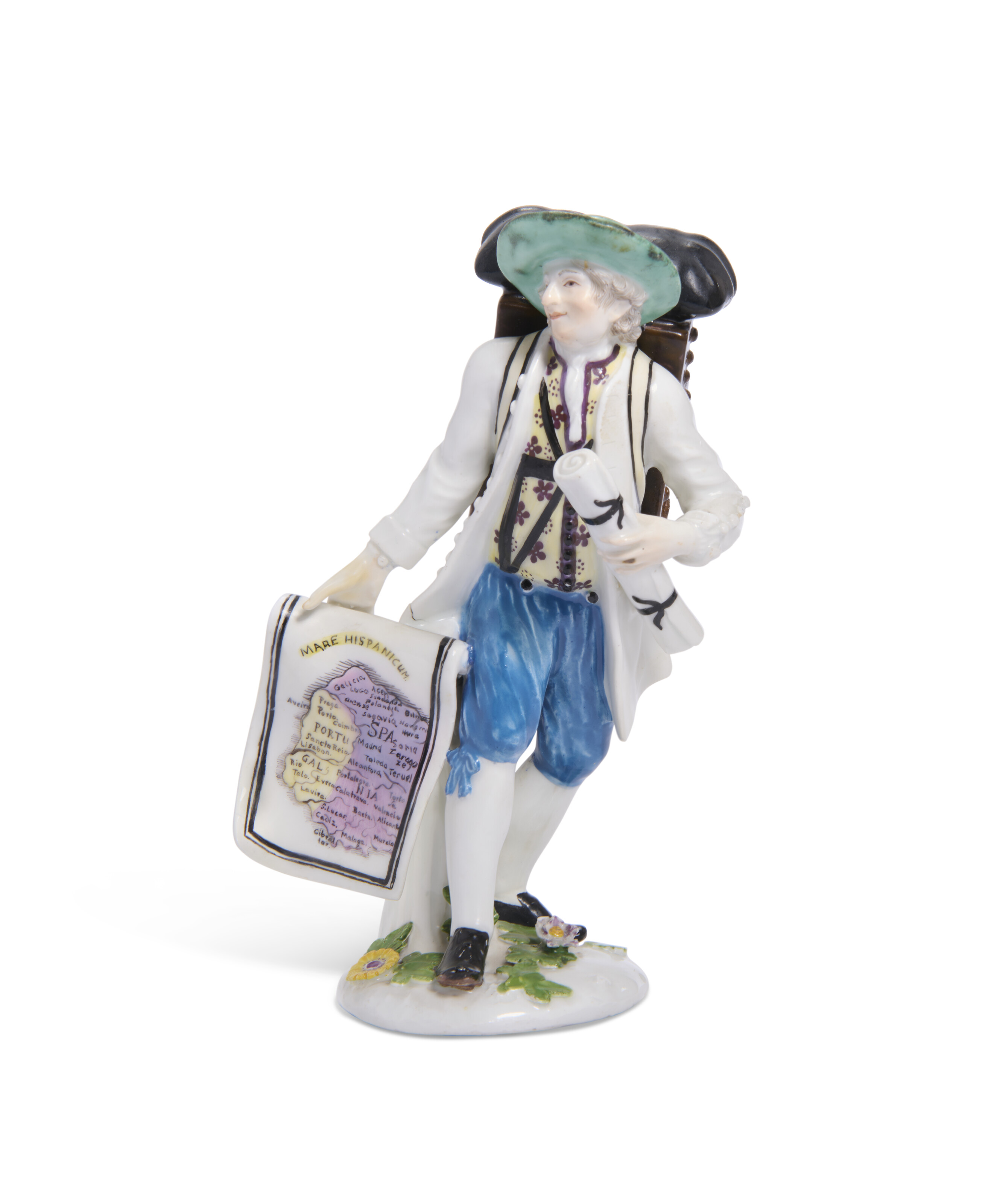 A MEISSEN PORCELAIN FIGURE OF A MAP SELLER FROM THE EARLY 'CRIS DE ...
