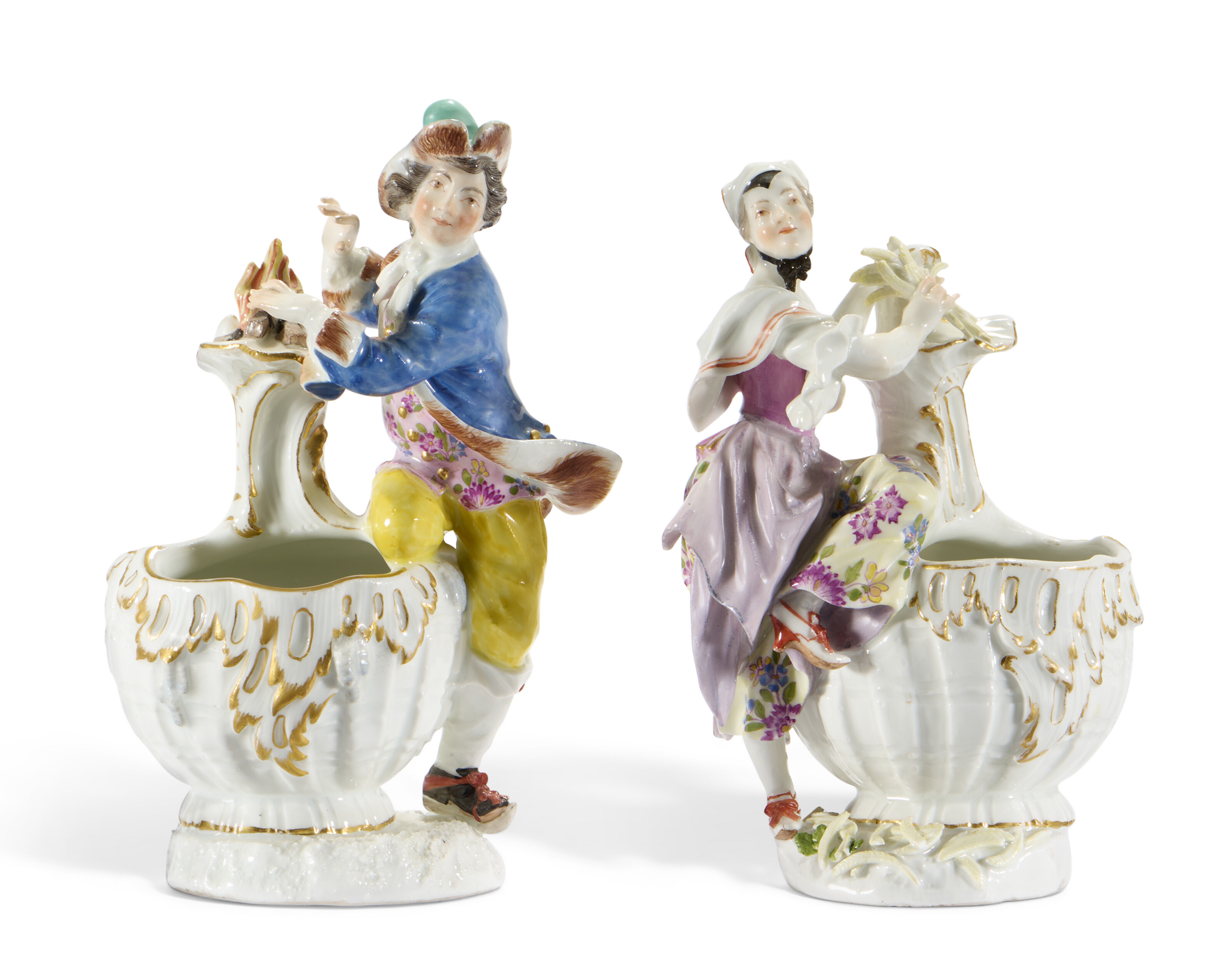 TWO MEISSEN PORCELAIN SWEETMEAT FIGURES EMBLEMATIC OF THE SEASONS ...