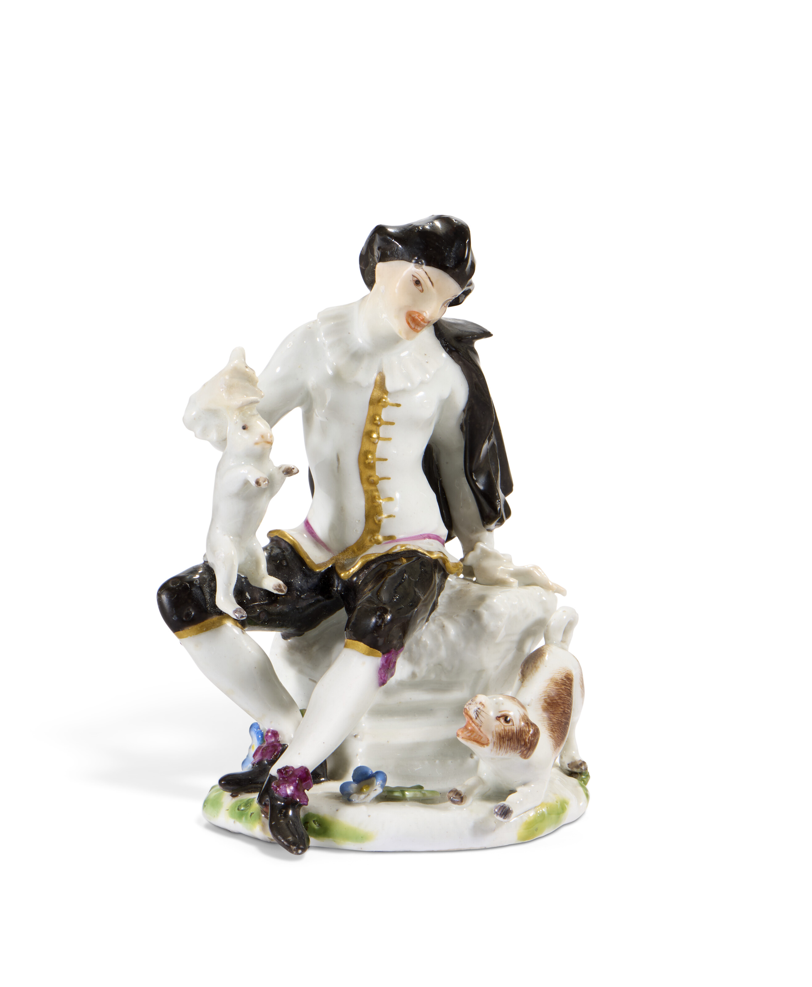 A MEISSEN PORCELAIN COMMEDIA DELL'ARTE FIGURE OF SCARAMOUCHE OR ...