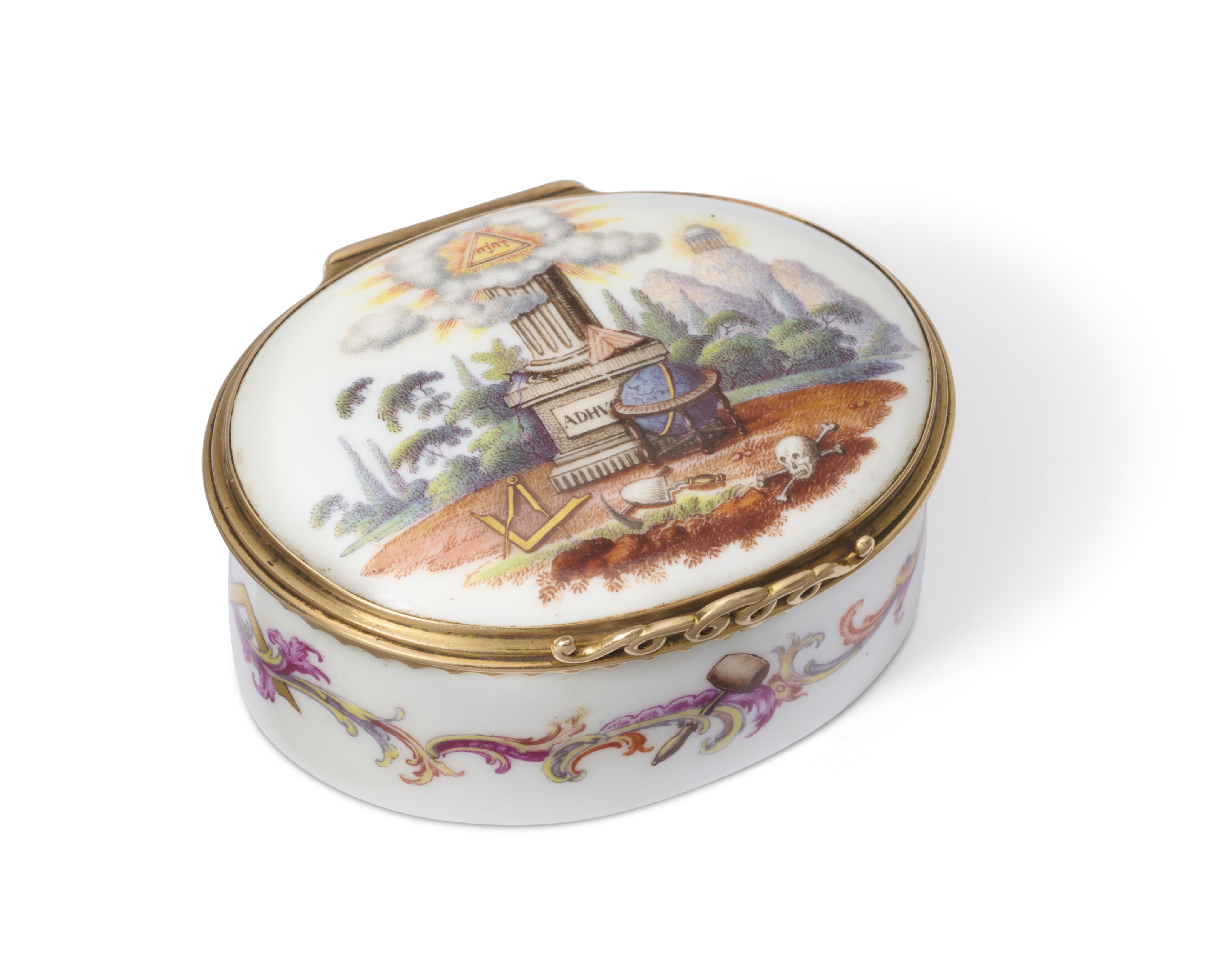 A GOLD-MOUNTED MEISSEN PORCELAIN SNUFF-BOX AND COVER, 19TH CENTURY ...