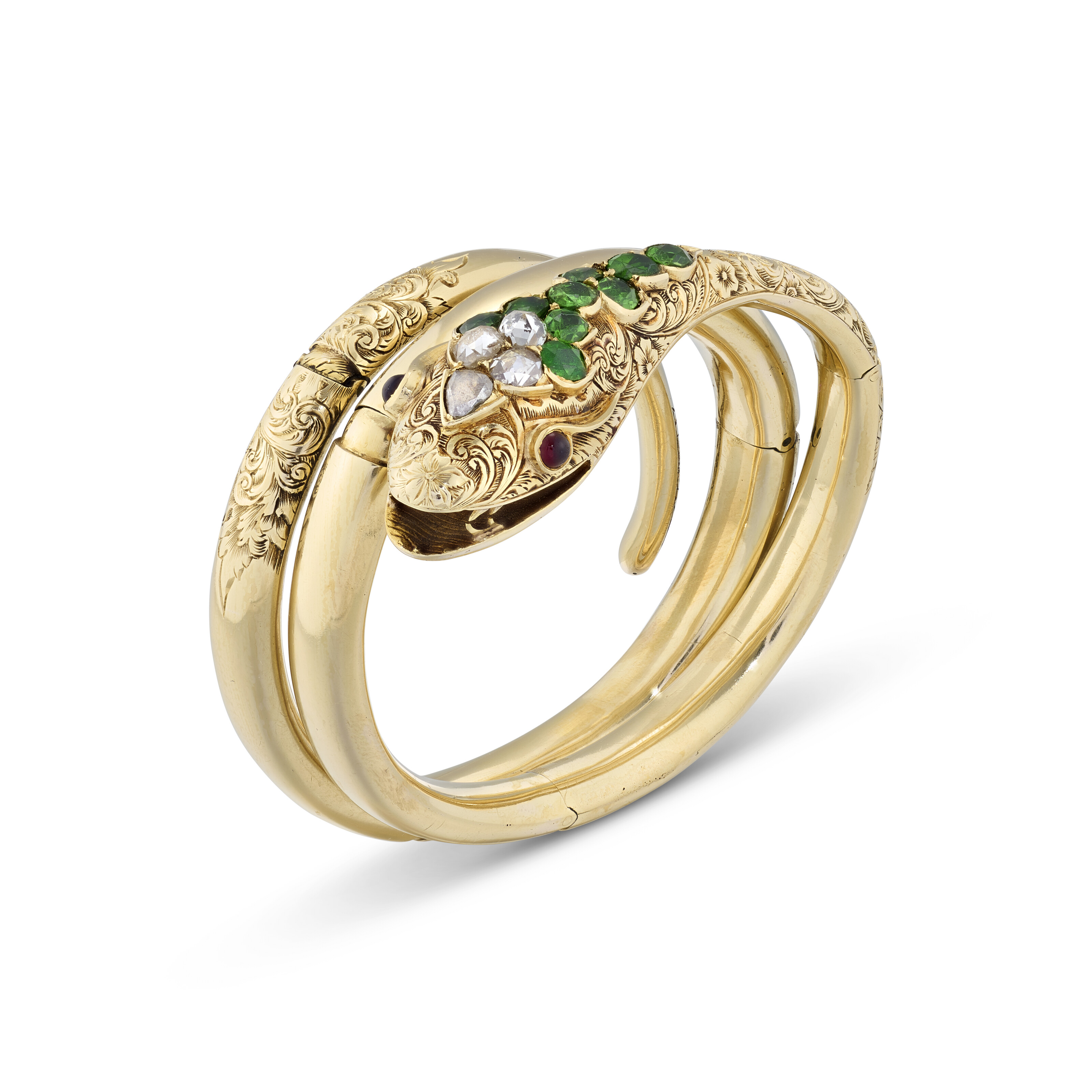 NO RESERVE | LATE 19TH CENTURY DEMANTOID GARNET, DIAMOND AND GARNET ...