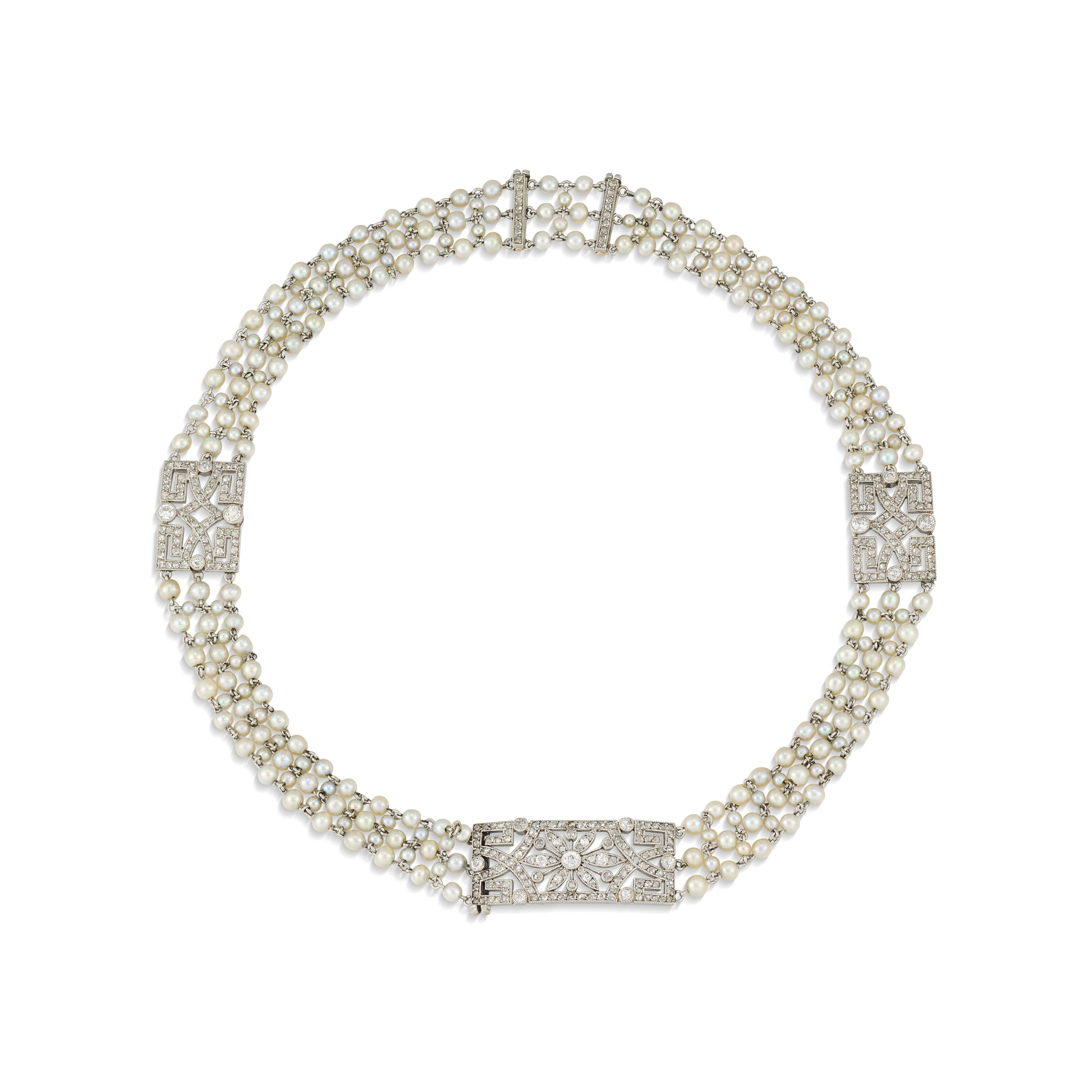 CARTIER EARLY 20TH CENTURY SEED PEARL AND DIAMOND CHOKER NECKLACE ...