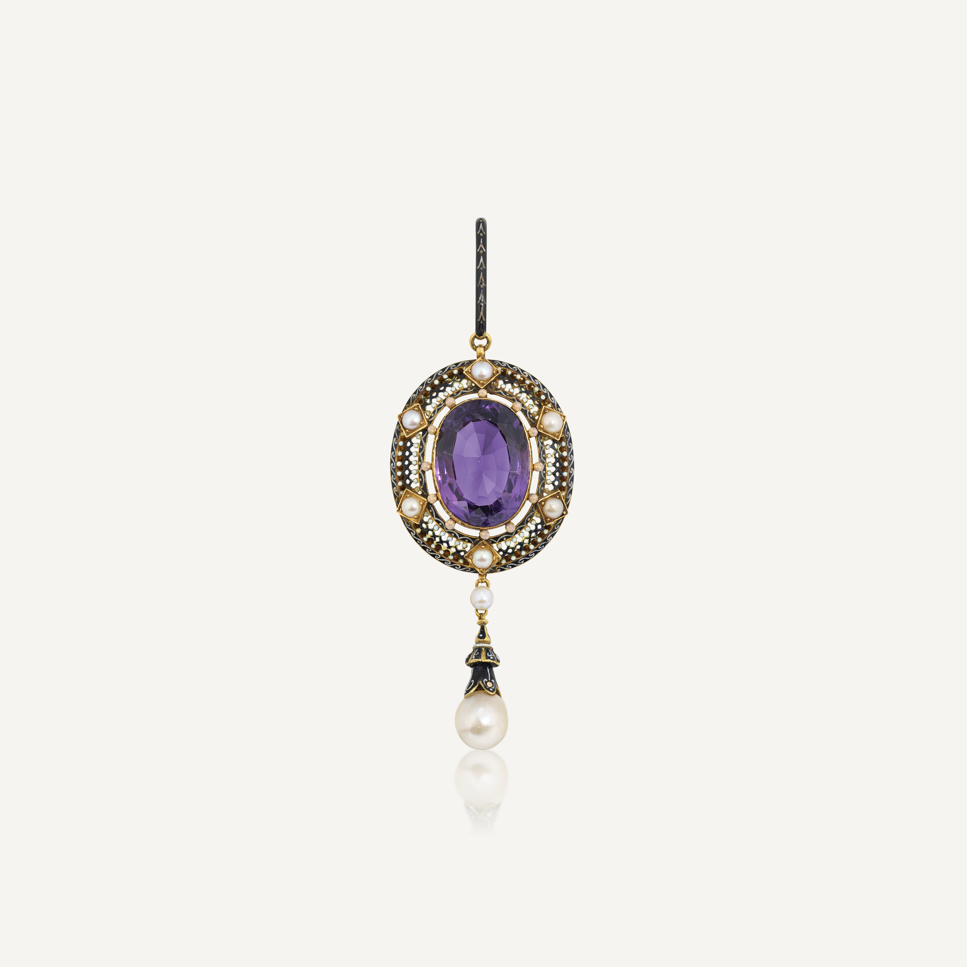 CARLO GIULIANO RENAISSANCE REVIVAL AMETHYST, PEARL AND ENAMEL PENDANT, | Christie’s