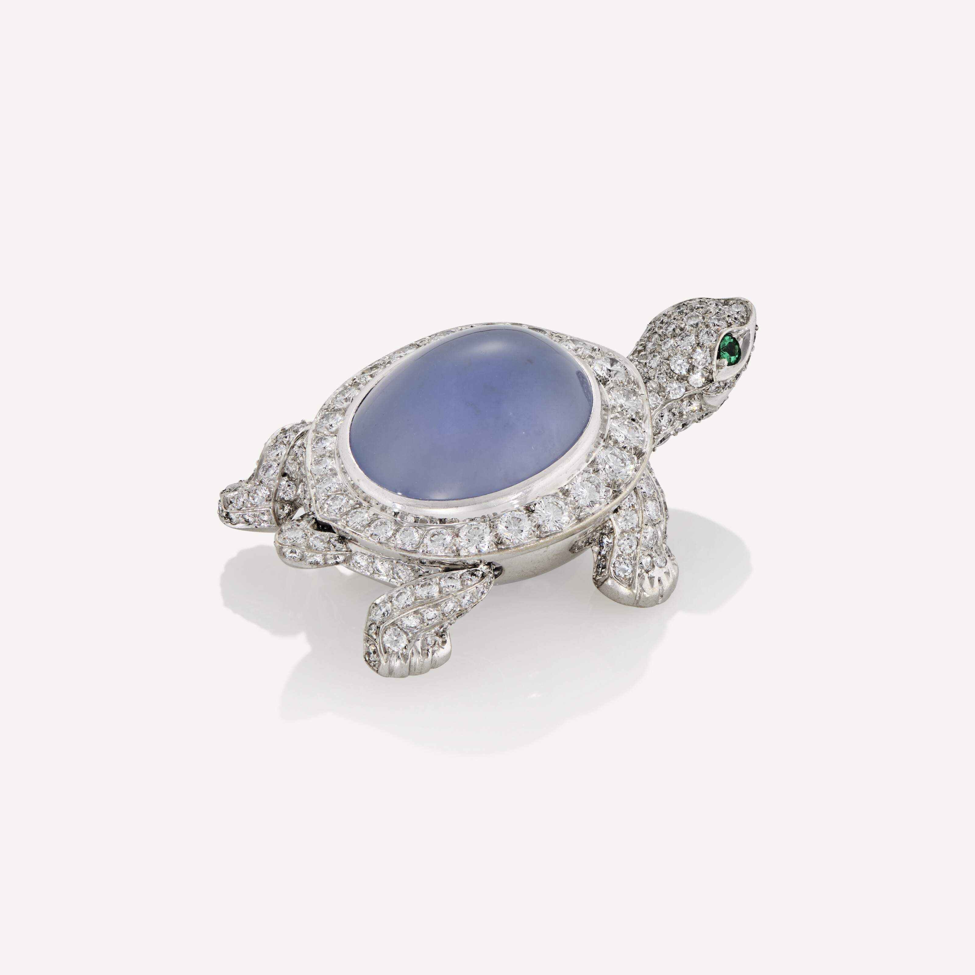 CARTIER CHALCEDONY, DIAMOND AND TSAVORITE GARNET TURTLE BROOCH ...