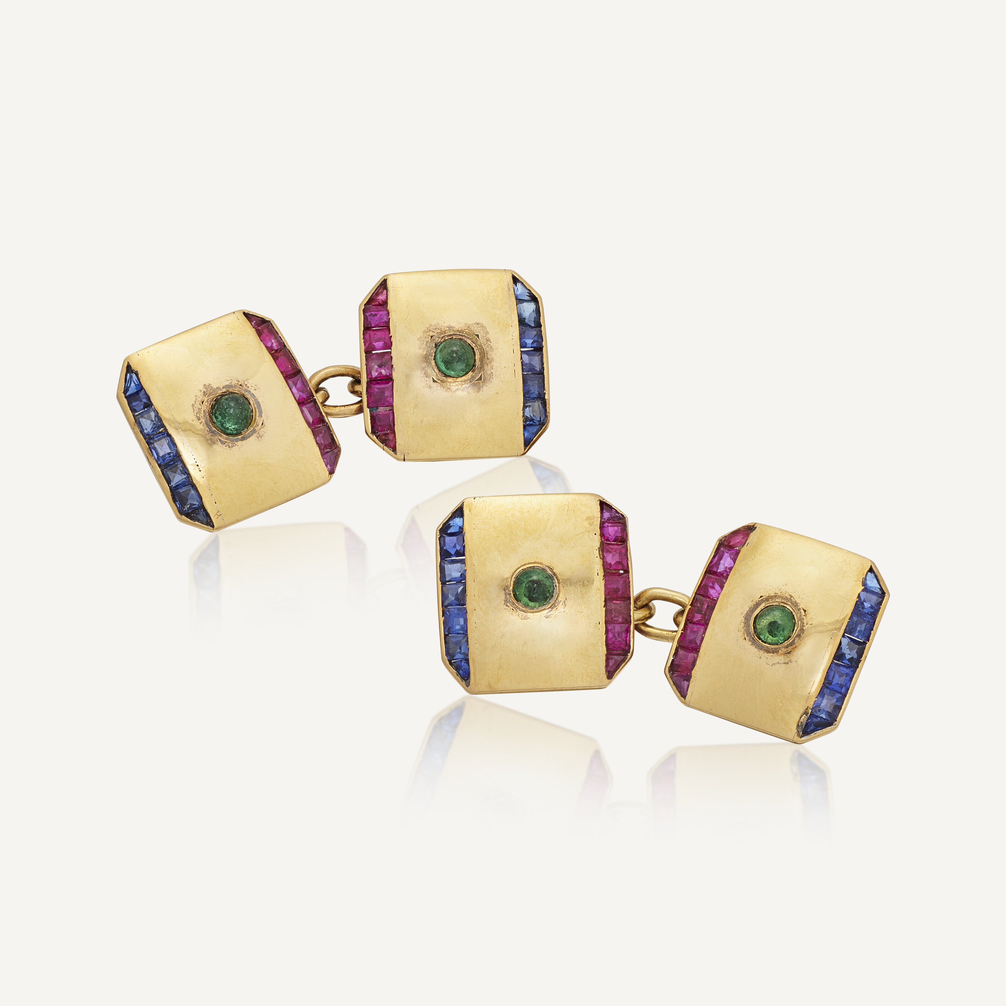 EMERALD, RUBY AND SAPPHIRE CUFFLINKS, | Christie’s