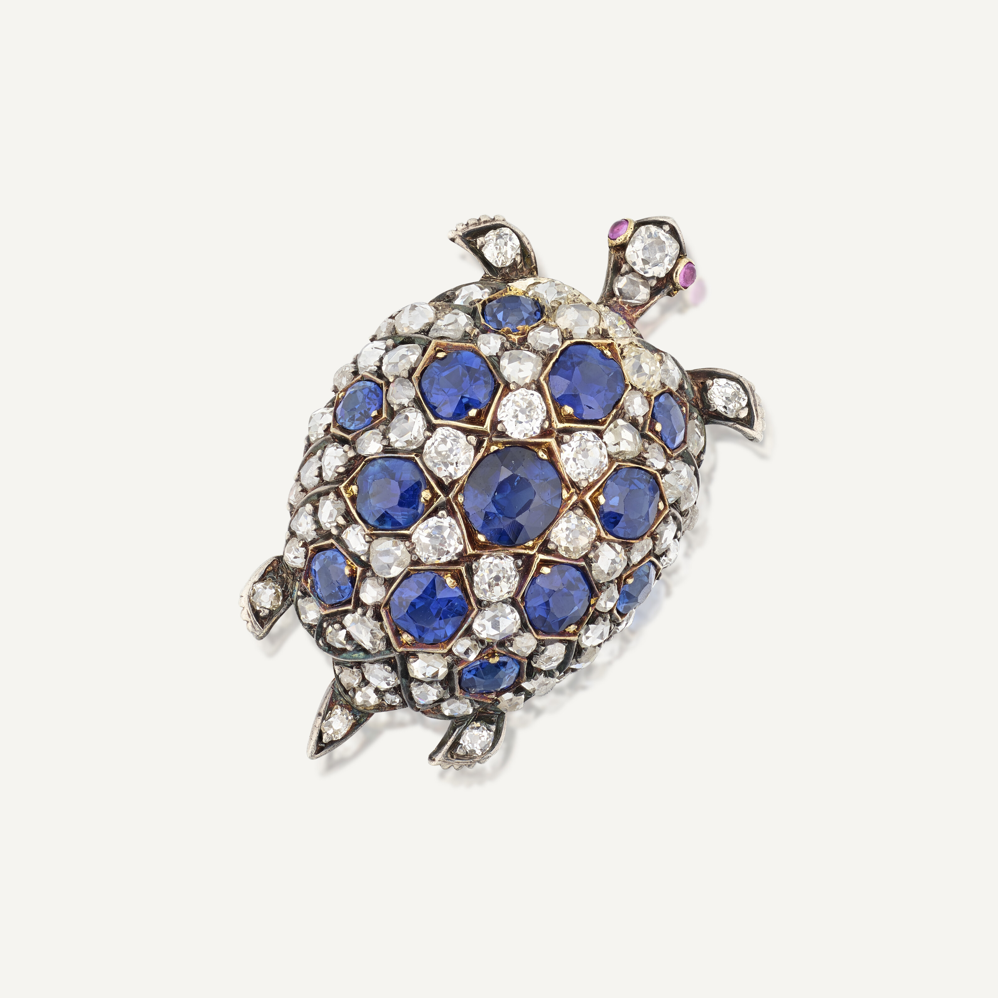 VICTORIAN SAPPHIRE, DIAMOND AND COLOURED SAPPHIRE TURTLE BROOCH ...