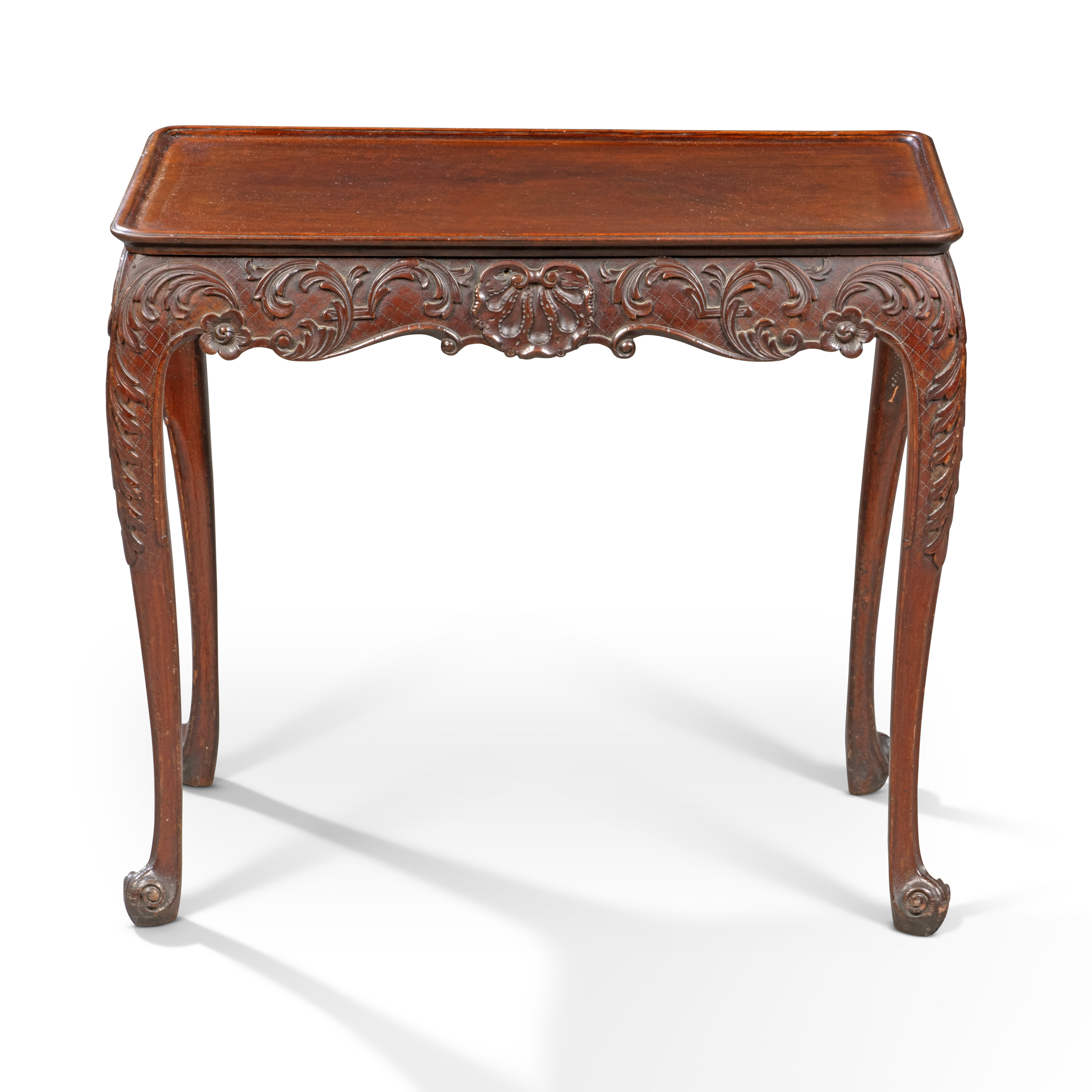 AN IRISH GEORGE II MAHOGANY CENTRE TABLE, CIRCA 1750, THE TOP AND BASE ...