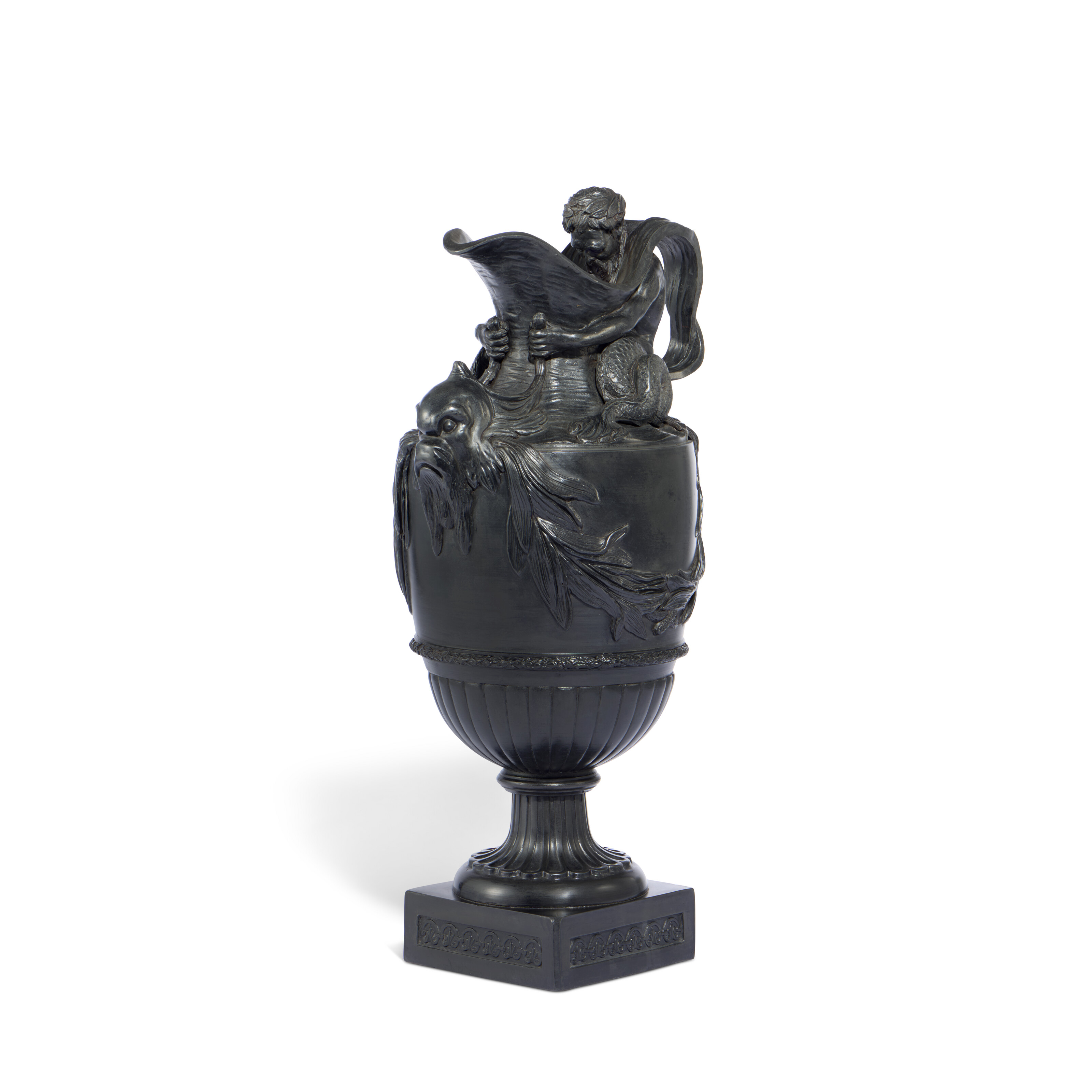 A WEDGWOOD BLACK BASALT EWER EMBLEMATIC OF WATER, 'SACRED TO NEPTUNE ...