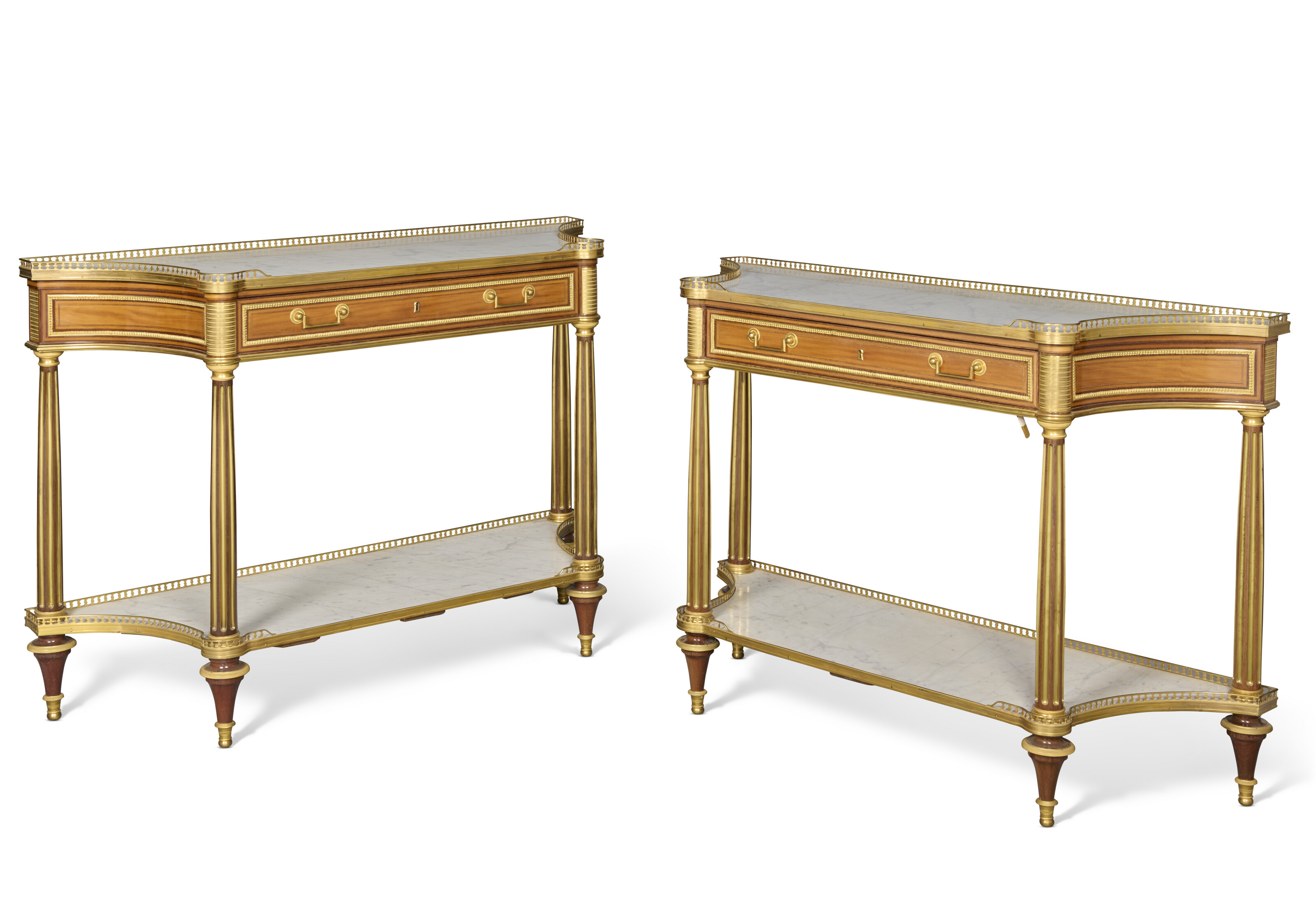 A PAIR OF LOUIS XVI ORMOLU-MOUNTED AMARANTH AND BOIS CITRONNIER ...