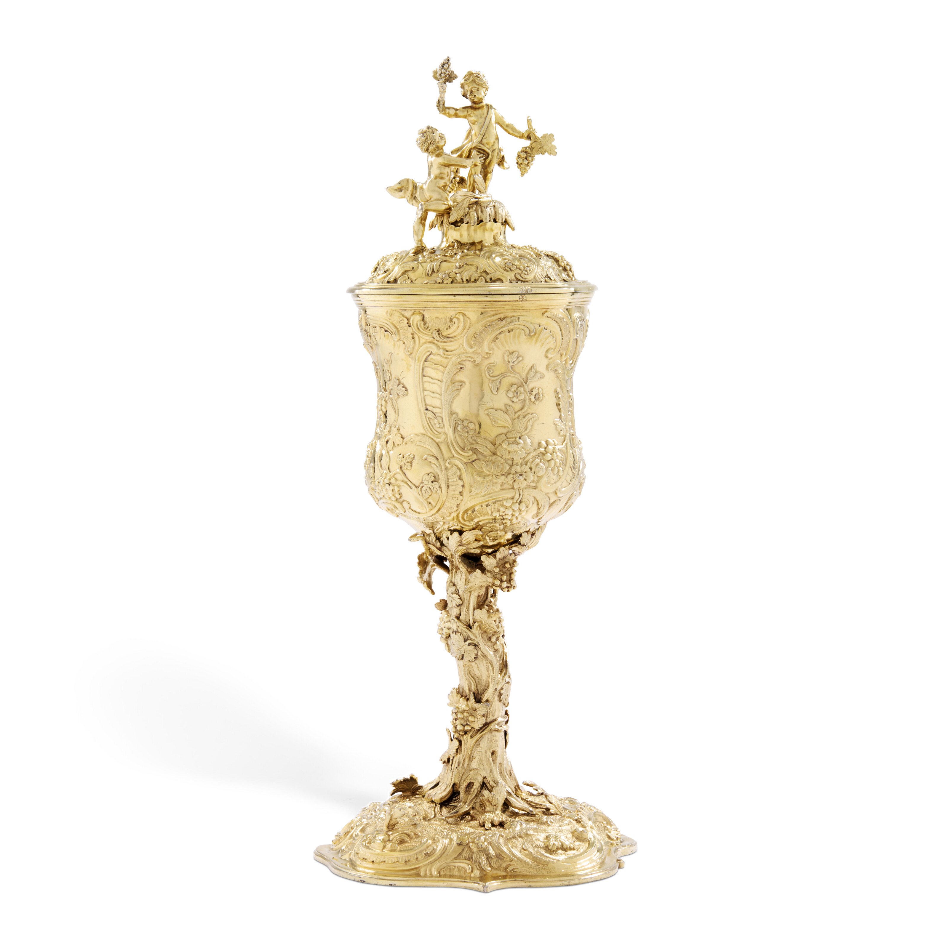 A GERMAN SILVER-GILT CUP AND COVER, MARK OF JOHANN JAKOB ADAM, AUGSBURG ...