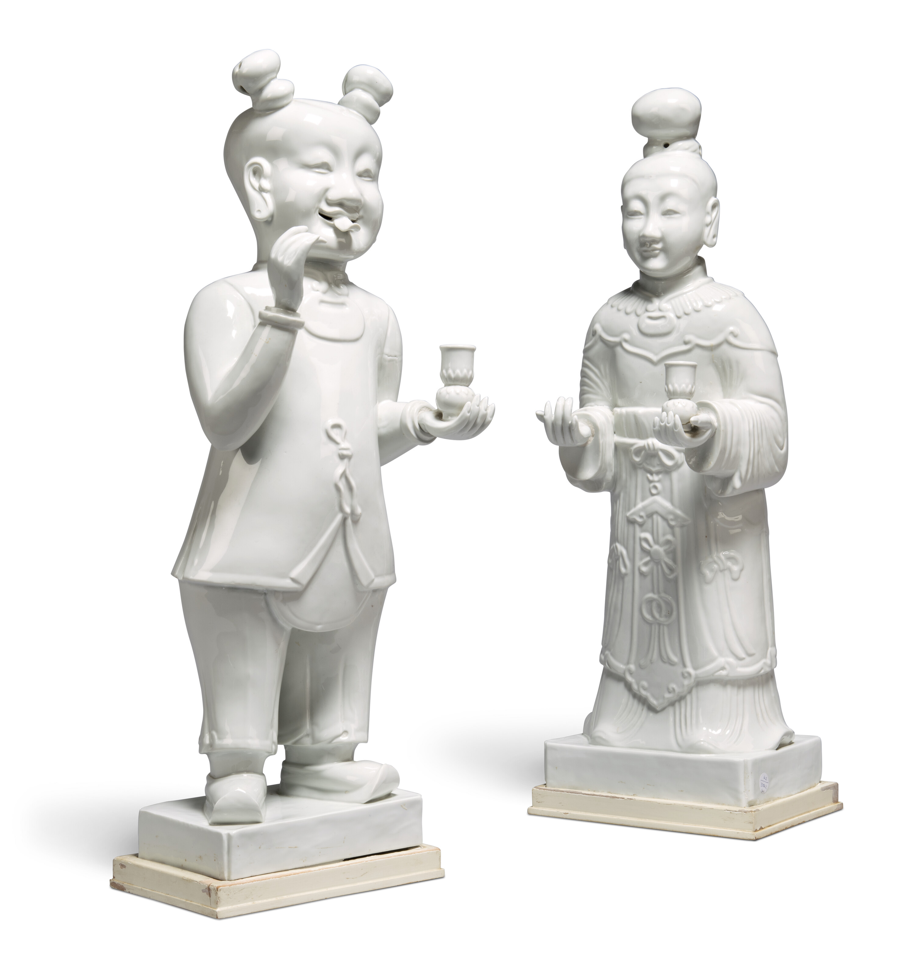 TWO LARGE WHITE-GLAZED FIGURES, 20TH CENTURY | Christie’s