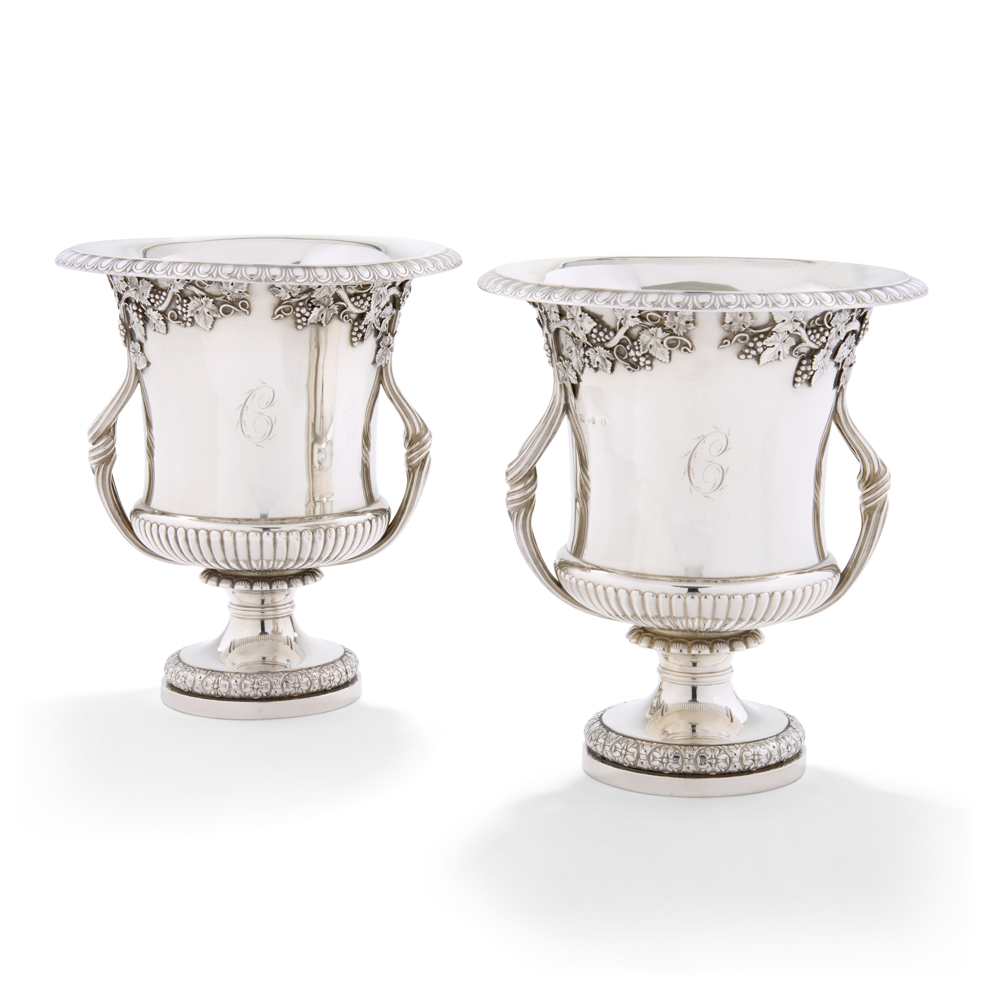 A PAIR OF GEORGE III SILVER WINE COOLERS, MARK OF PAUL STORR, LONDON ...