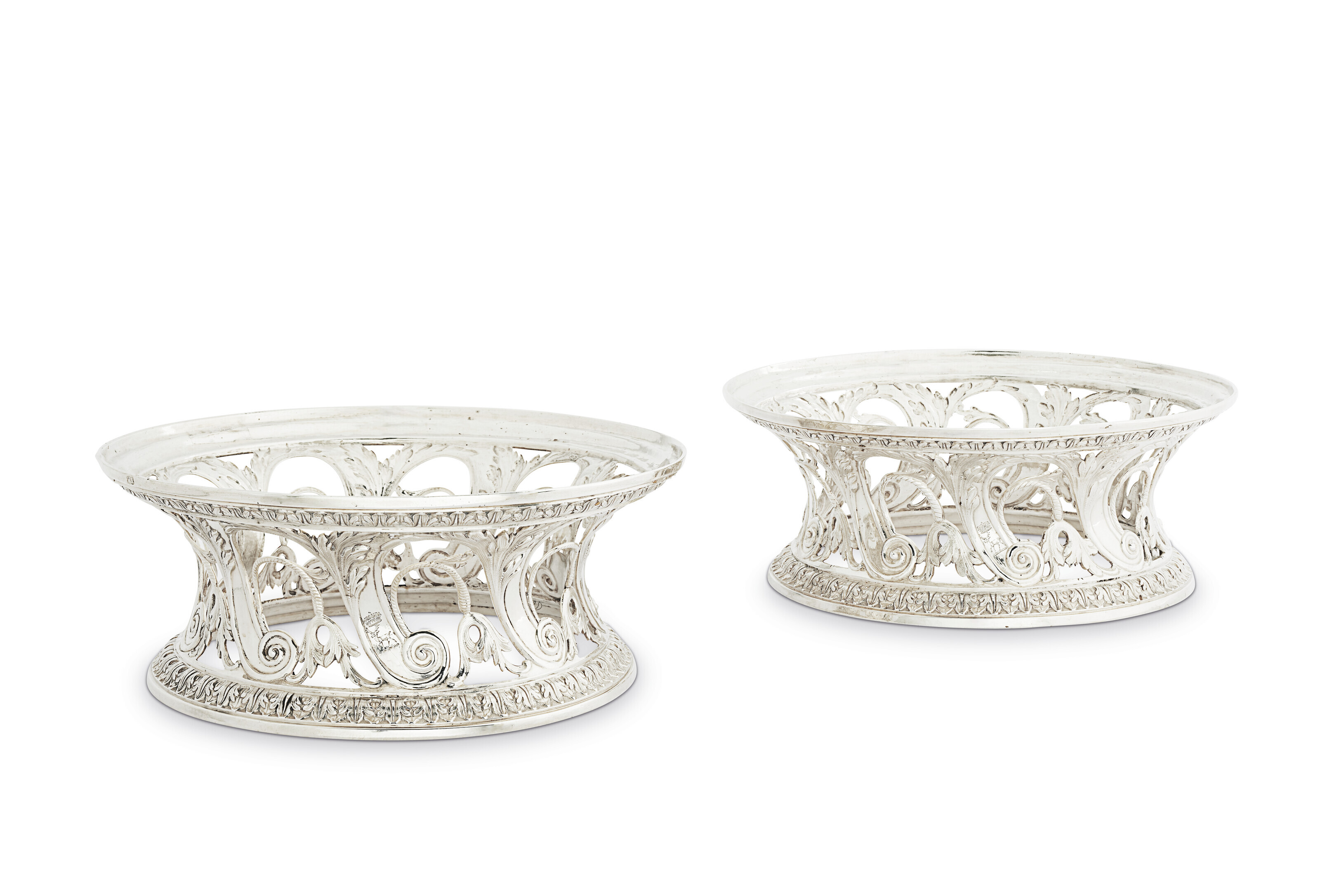 A PAIR OF GEORGE III SILVER DISH RINGS, MARK OF JOHN ROMER, LONDON ...