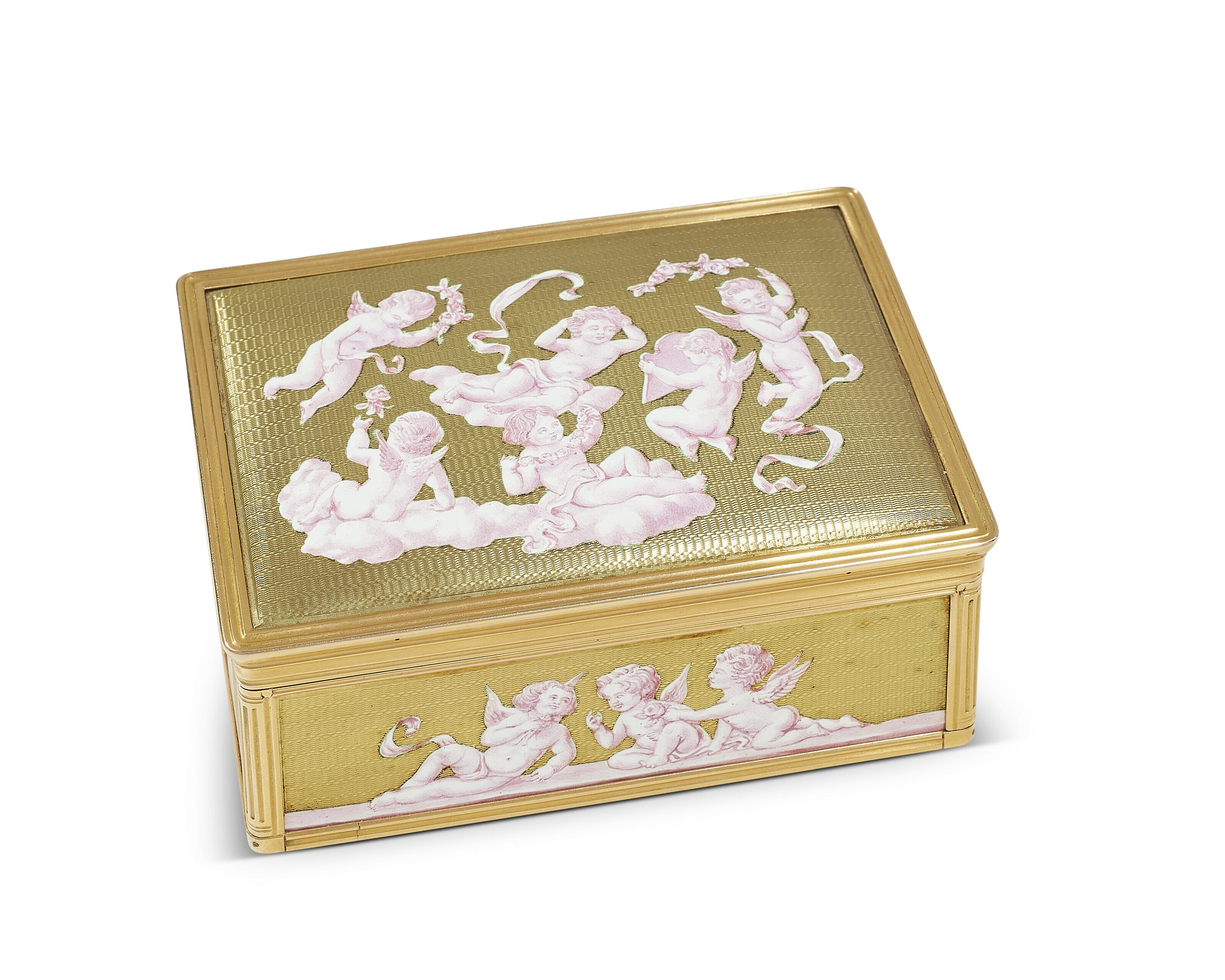 A FRENCH ENAMELLED TWO-COLOUR GOLD SNUFF-BOX, BY ADRIEN-JEAN-MAXIMILIEN ...