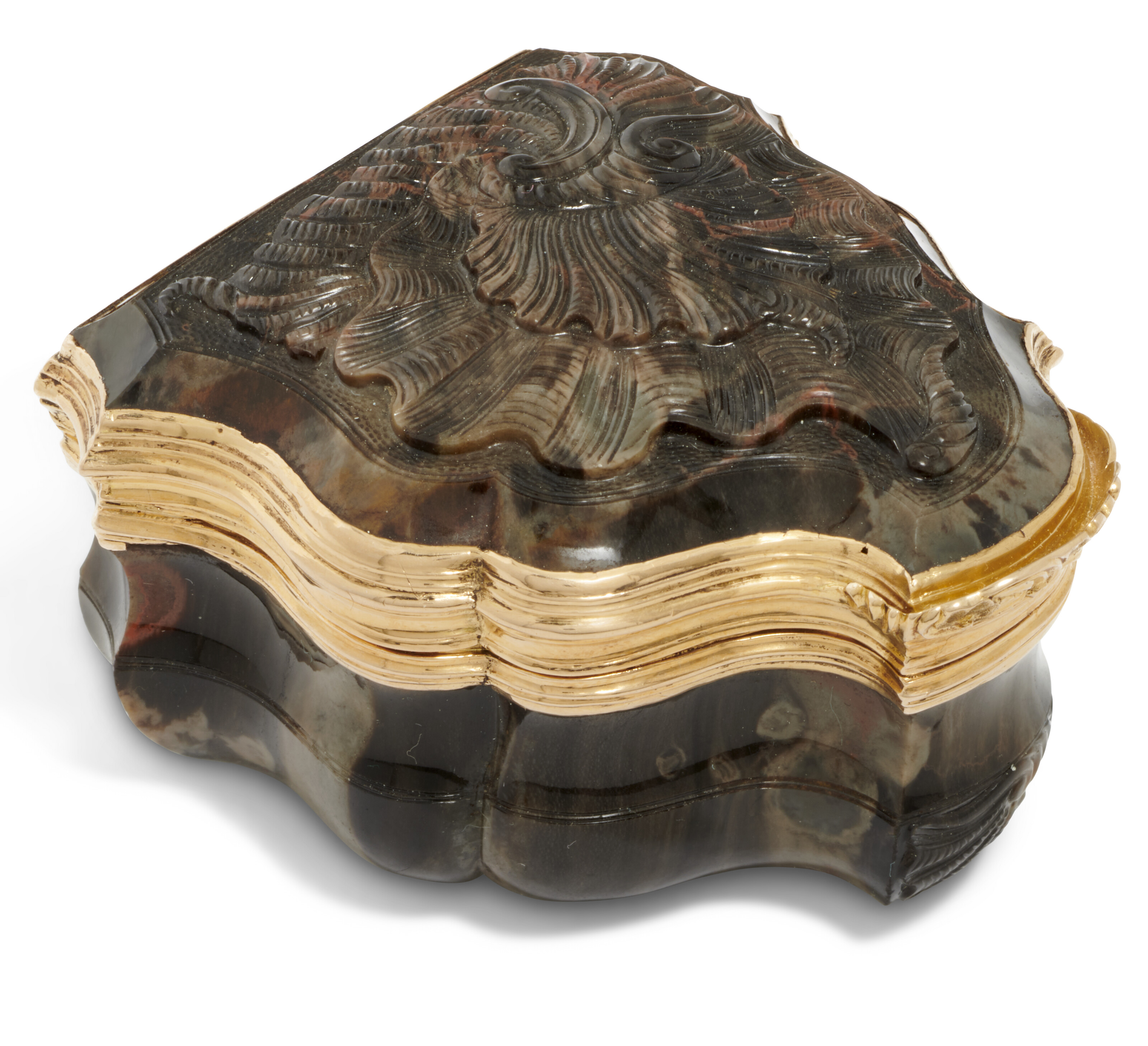 A GERMAN GOLD-MOUNTED HARDSTONE SNUFF-BOX, PROBABLY DRESDEN, CIRCA 1750 ...