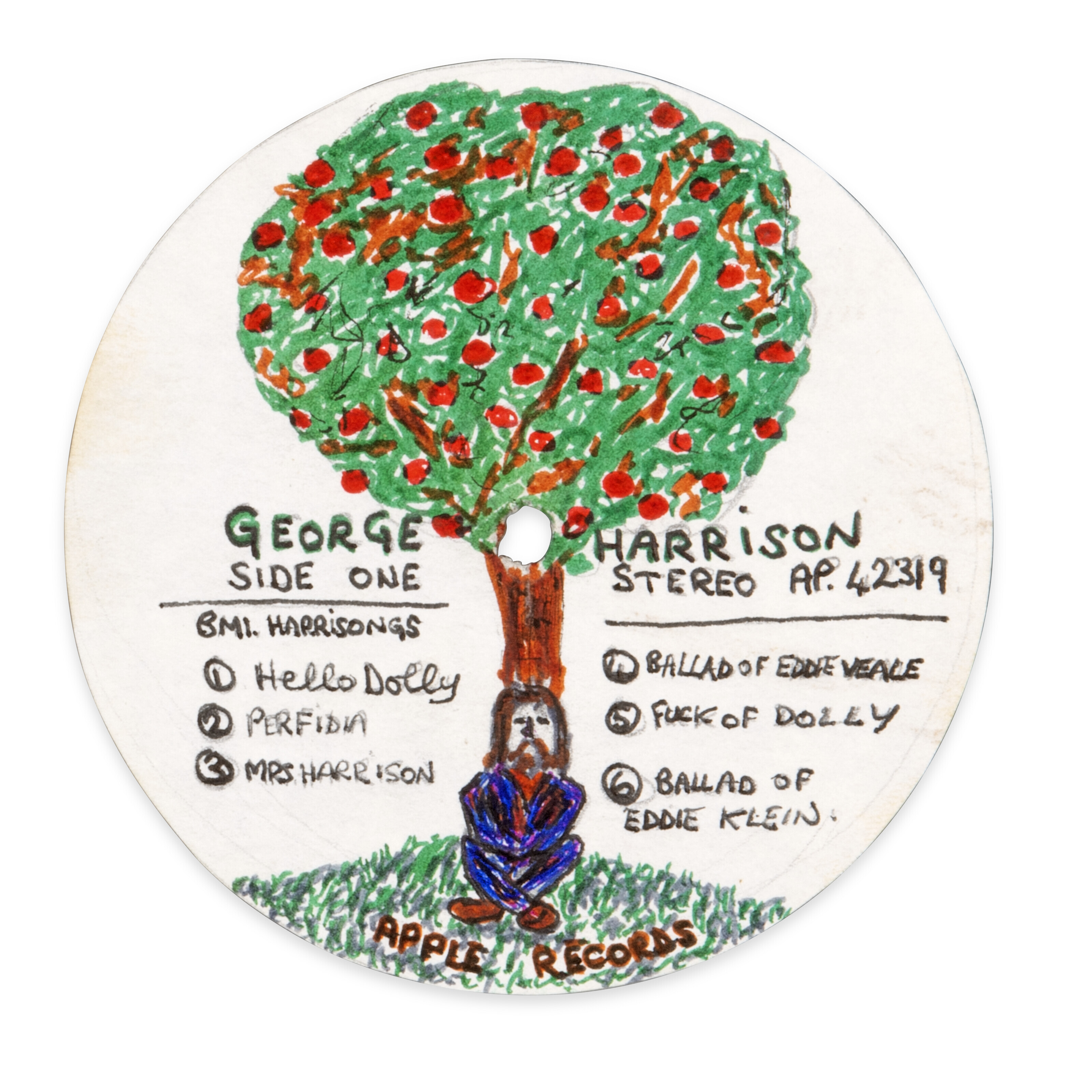George Harrison, An original design doodle for an Apple Records LP ...
