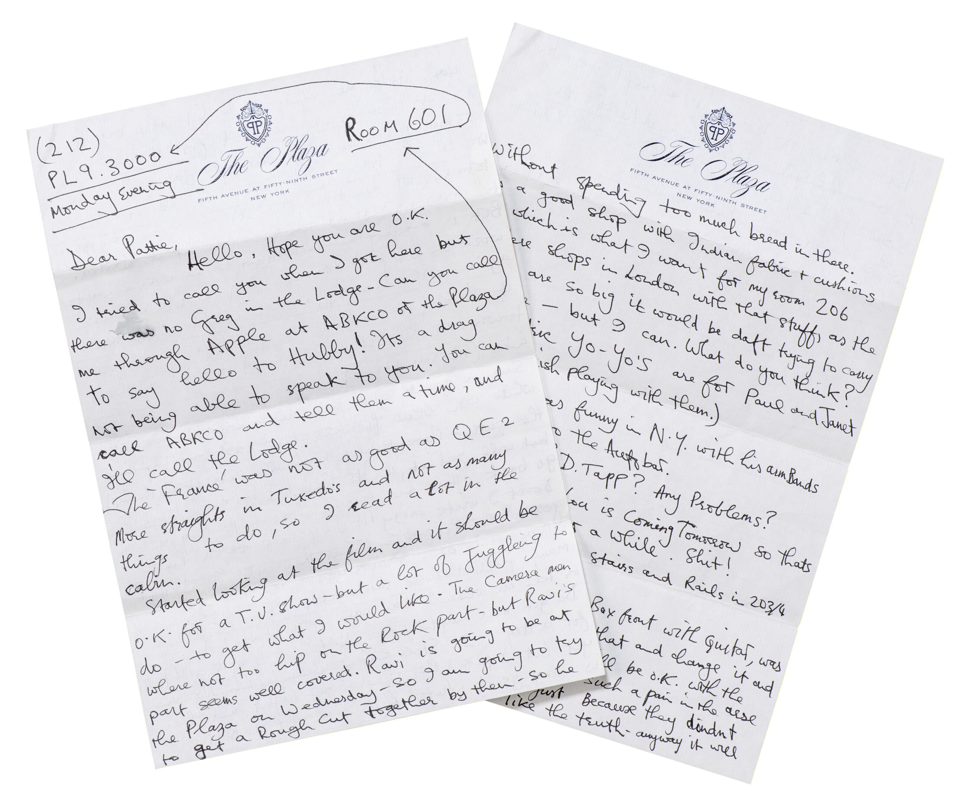 George Harrison, A handwritten letter, 1971 | Christie’s