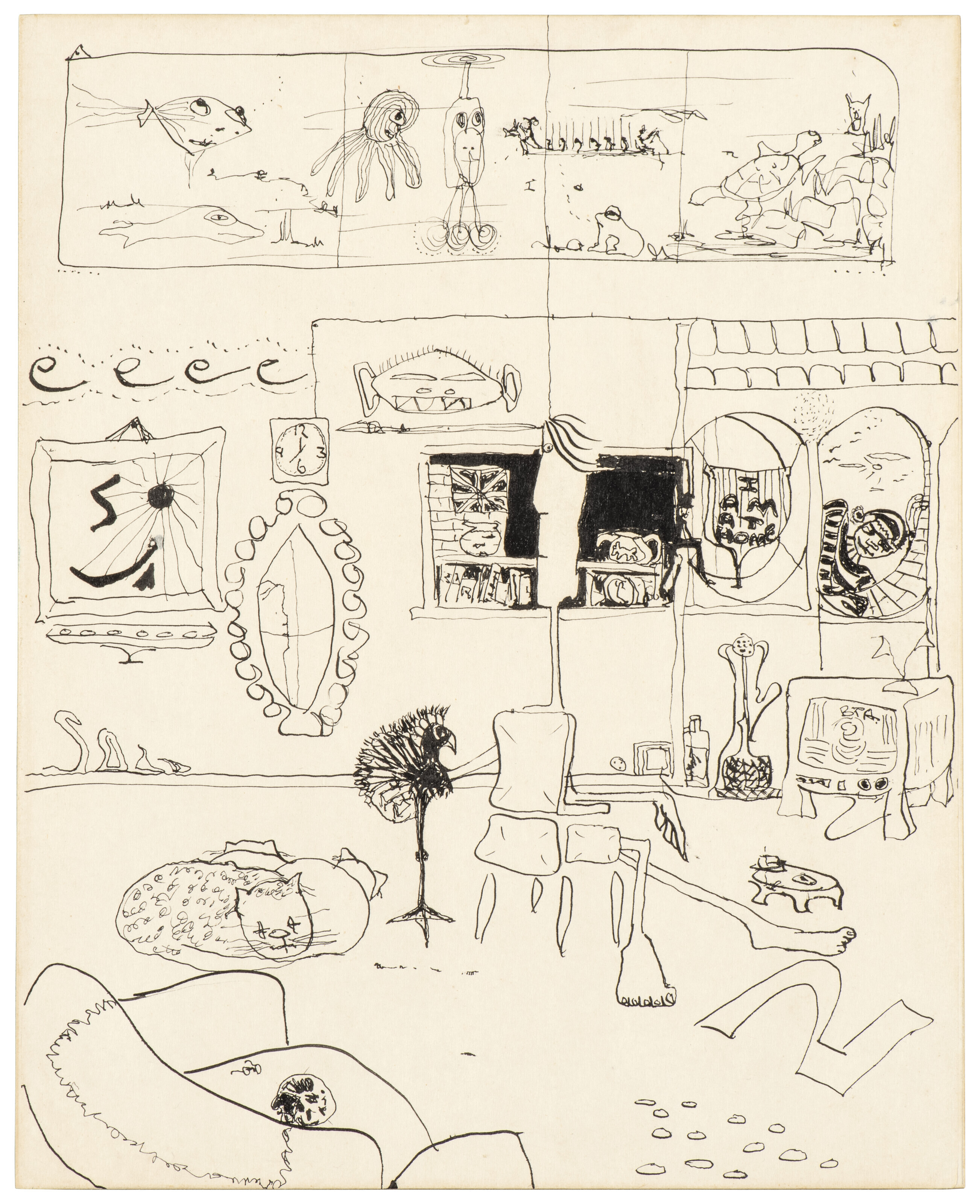 John Lennon, George Harrison and Pattie Boyd, A collaborative drawing ...