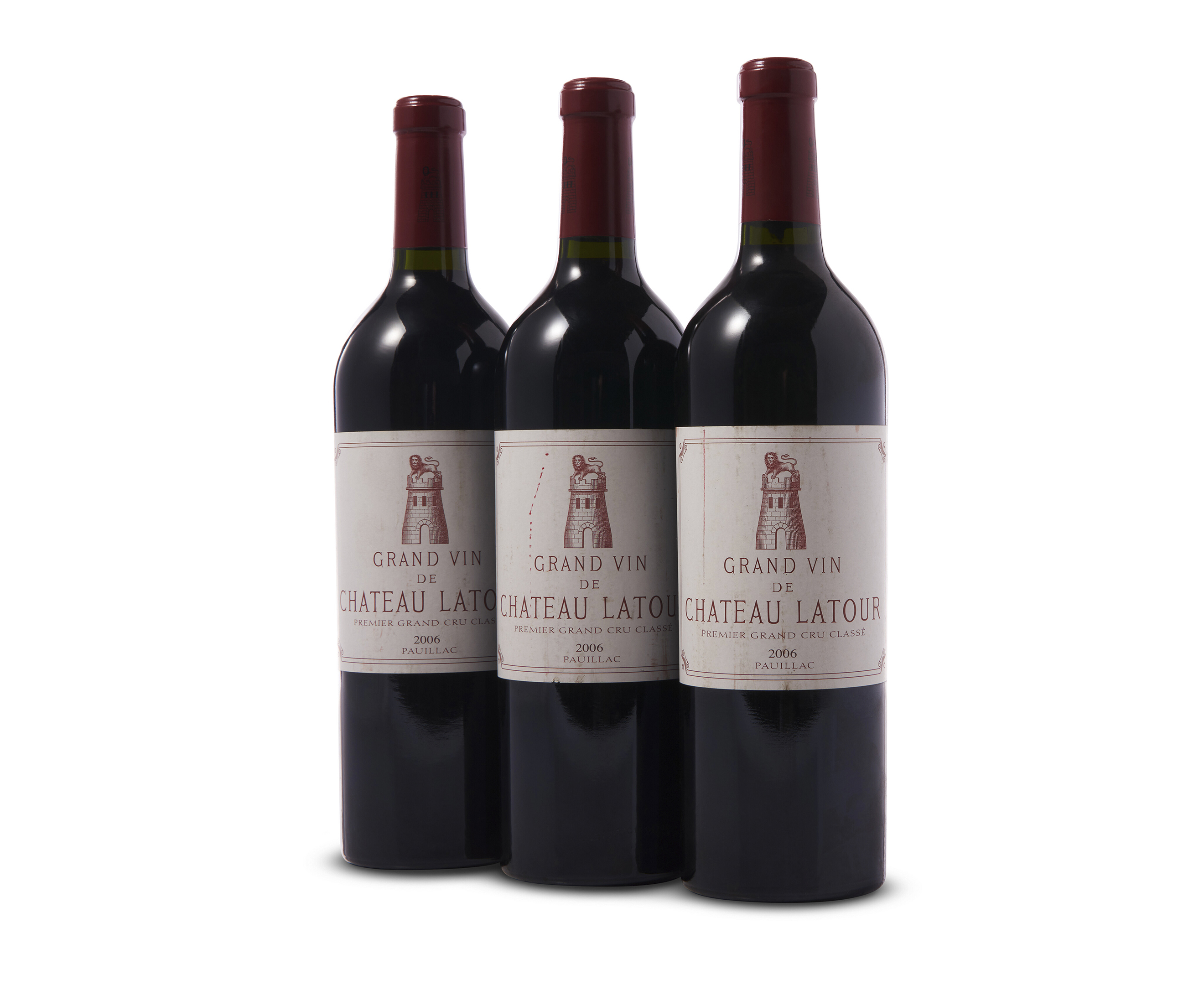 Château Latour 2006, Slightly bin-soiled labels. Four slightly damaged ...
