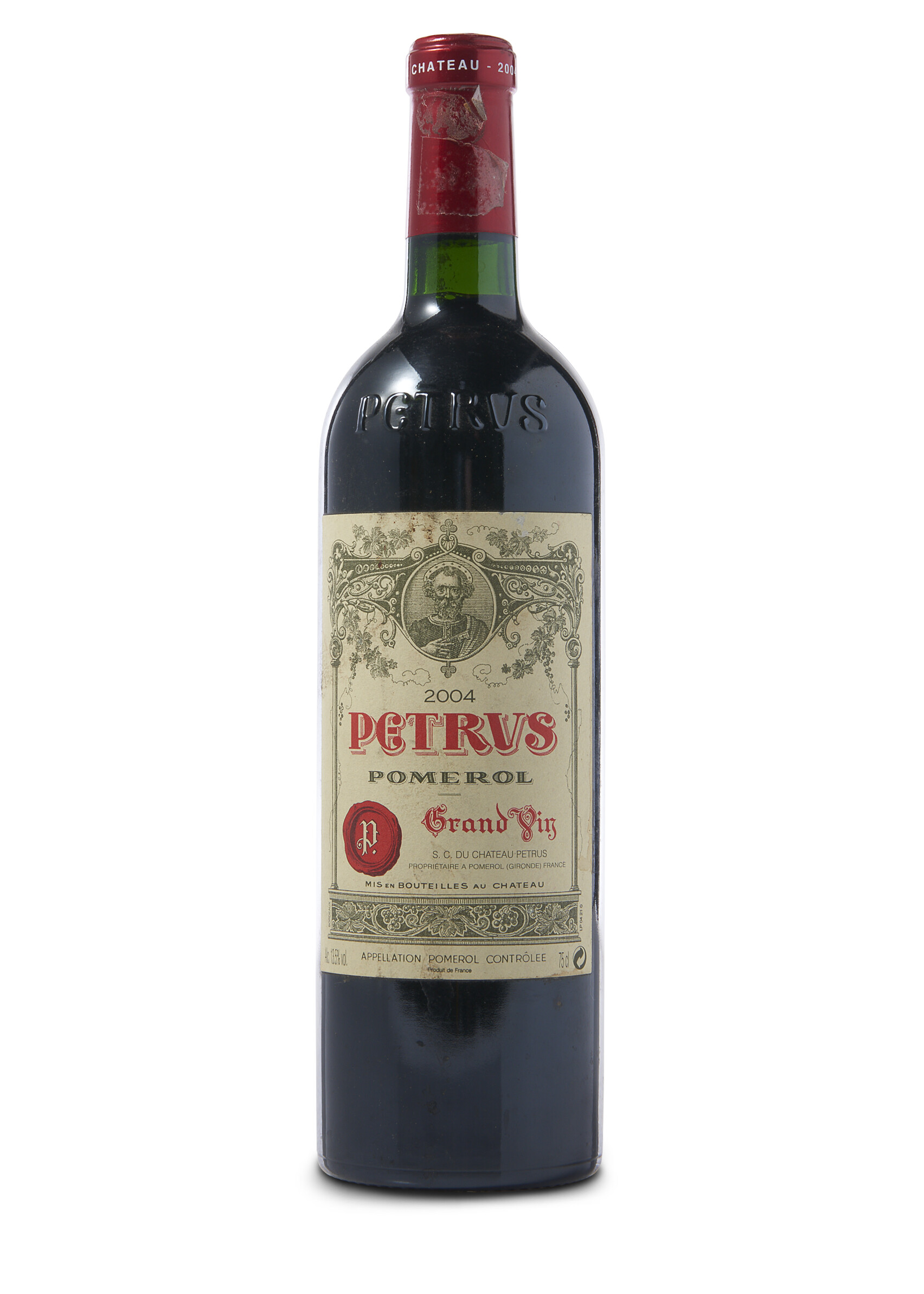 Petrus, Pomerol 2004, One slightly damaged capsule. Four slightly bin ...