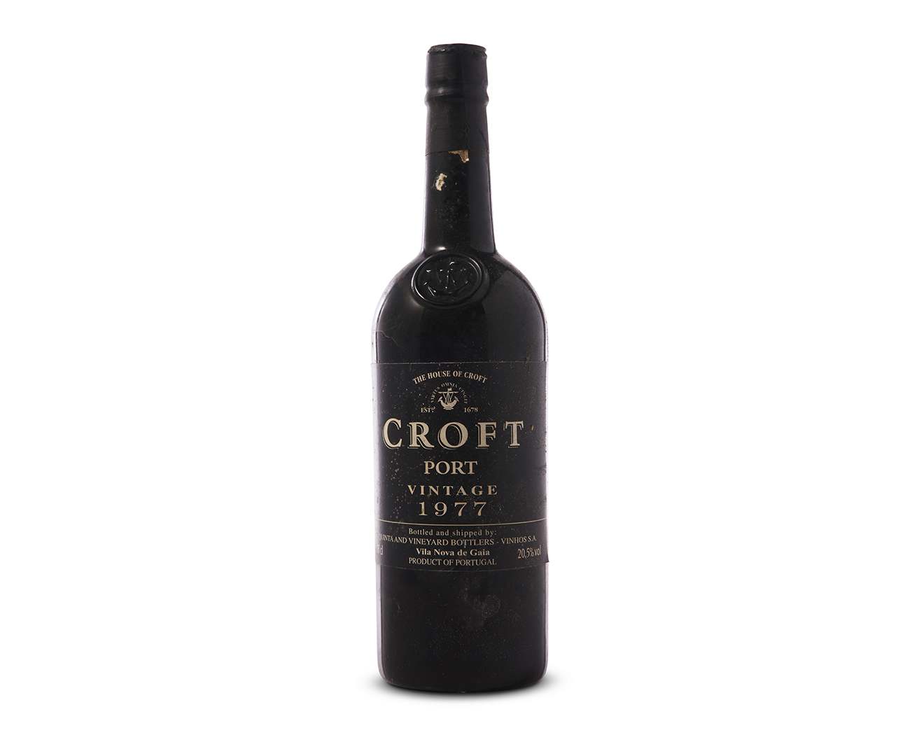 Croft, Vintage Port 1977, Bin-soiled and damp-stained labels. Levels ...