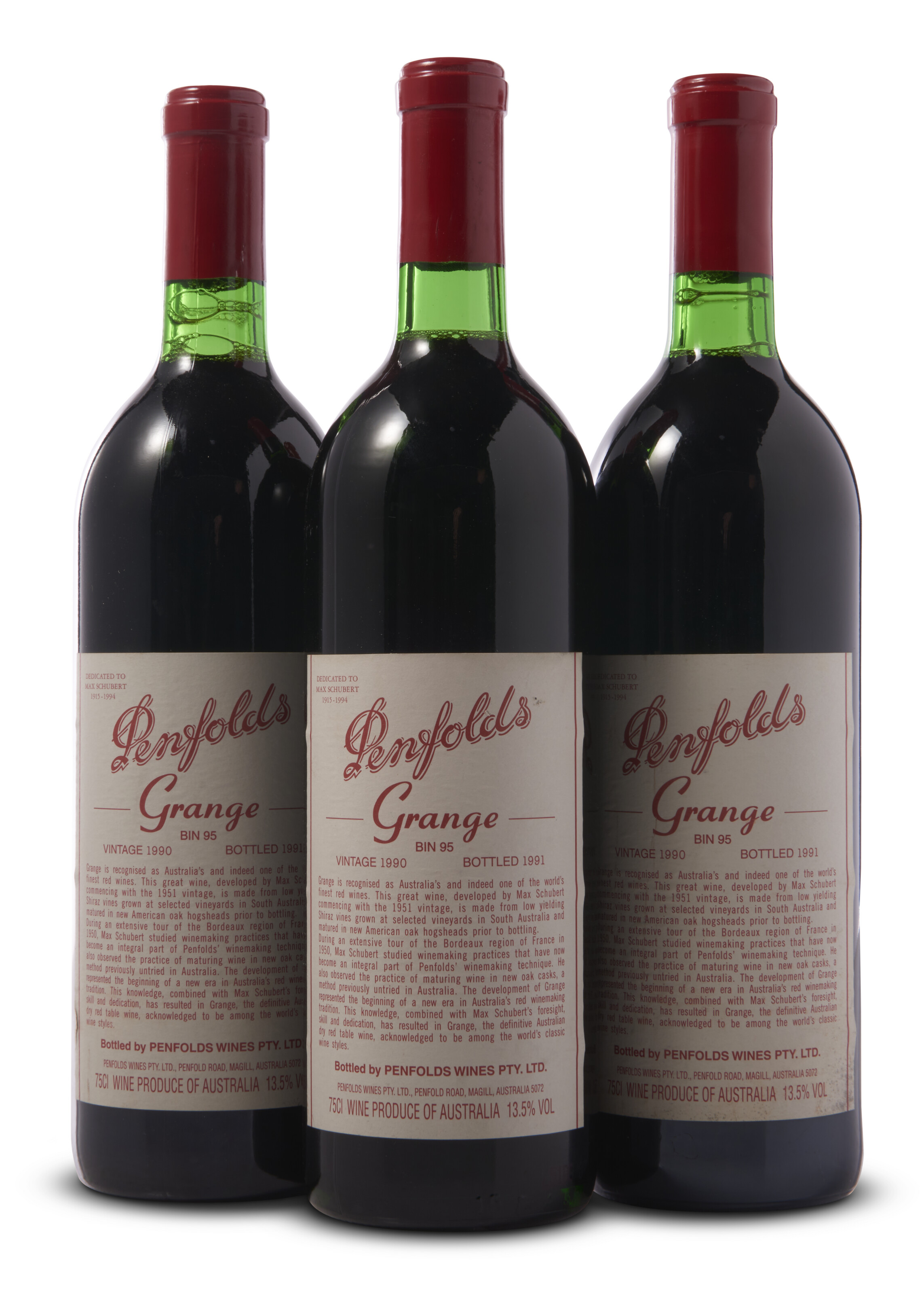 Penfolds, Grange, South Australia 1990, Three slightly damaged labels ...