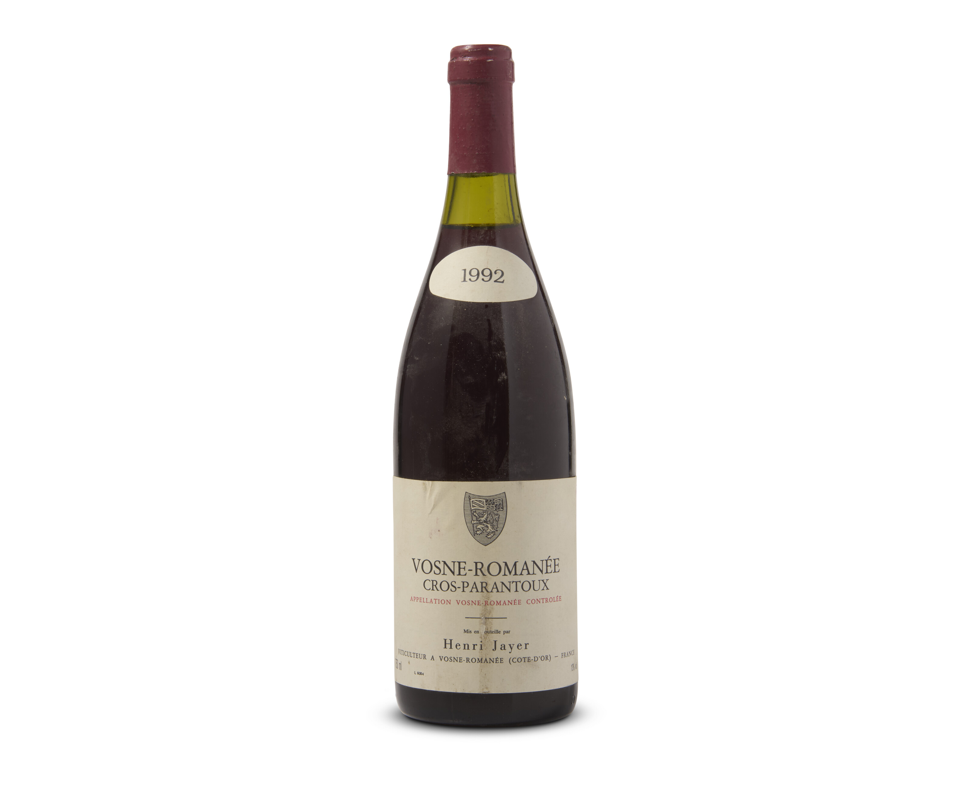 Henri Jayer, Vosne-Romanée, Cros Parantoux 1992, Bin soiled labels. One ...