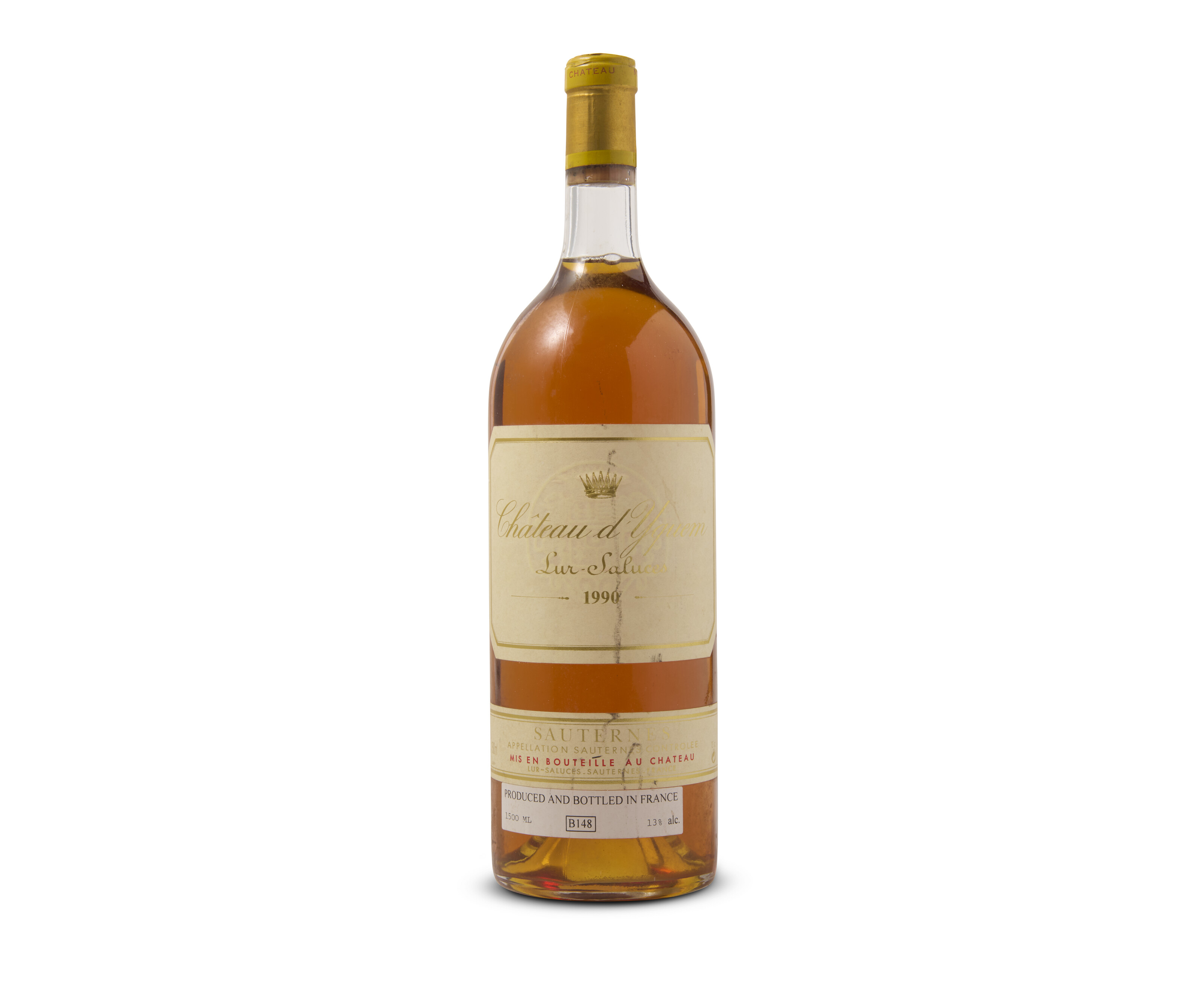 Château d'Yquem 1990, Slightly scuffed capsules. Bin-soiled labels ...