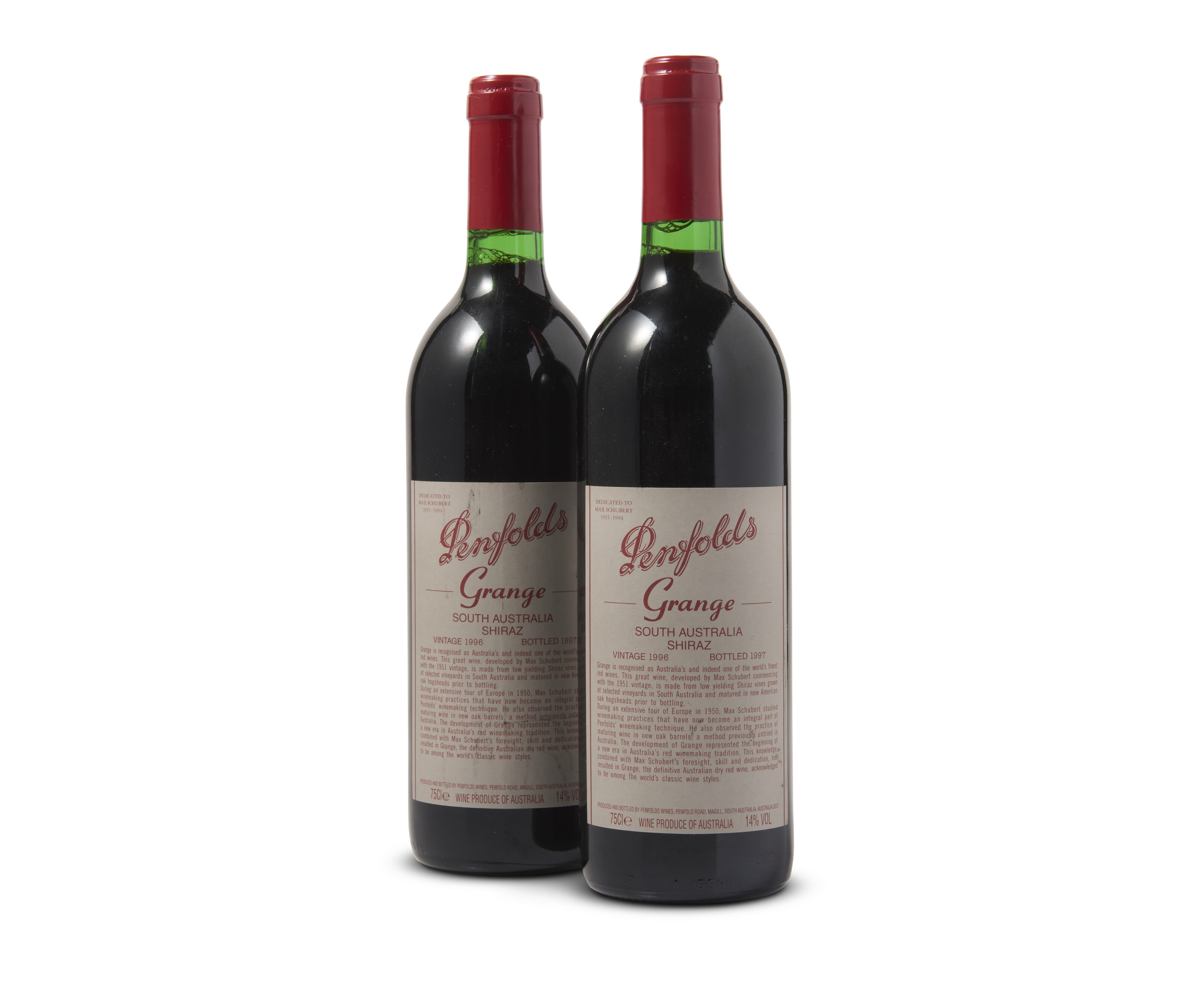 Penfolds, Grange, South Australia 1996, Seven bin-soiled labels. Levels ...