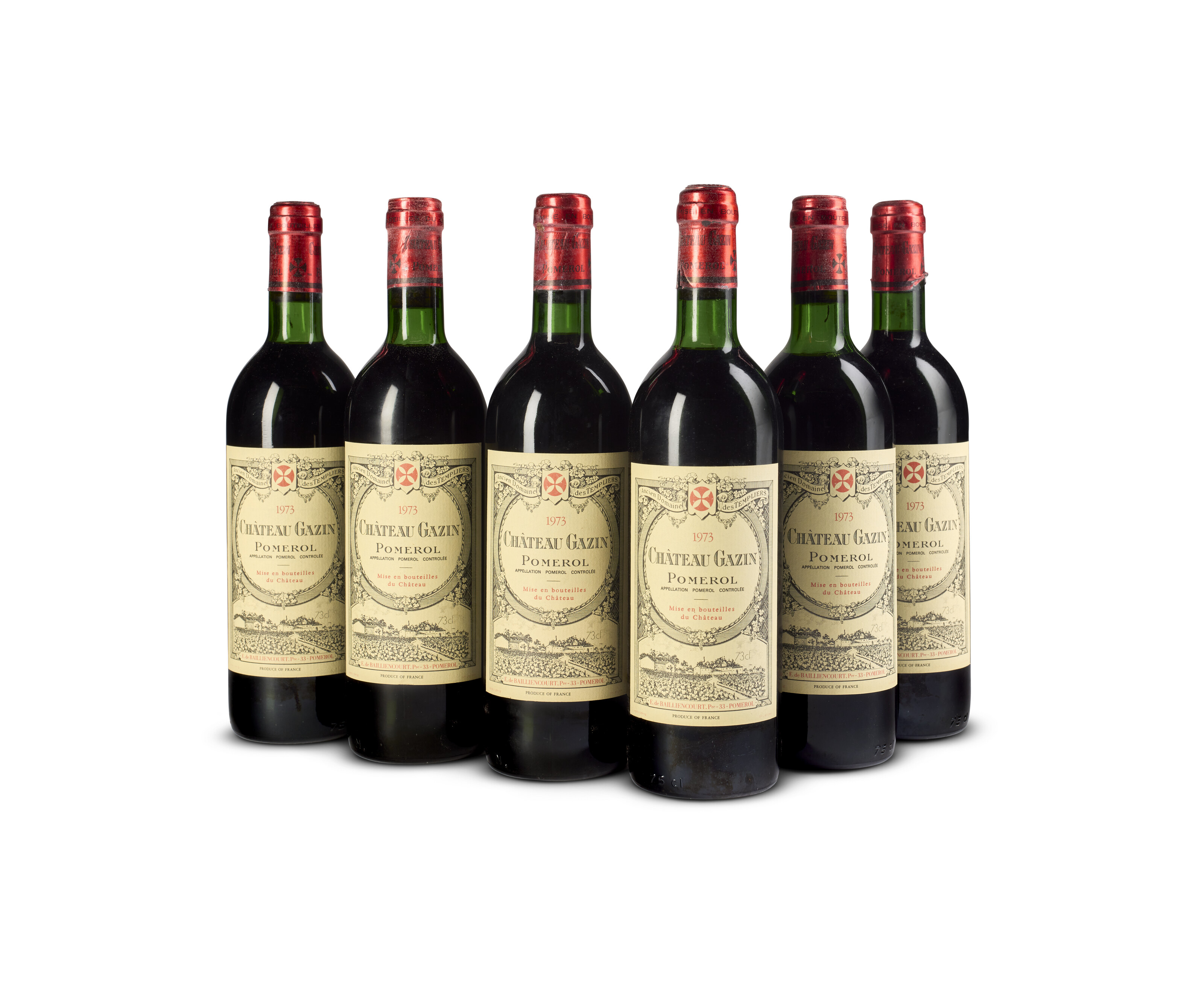 Château Gazin 1973, In original wooden case. Scuffed and damaged ...