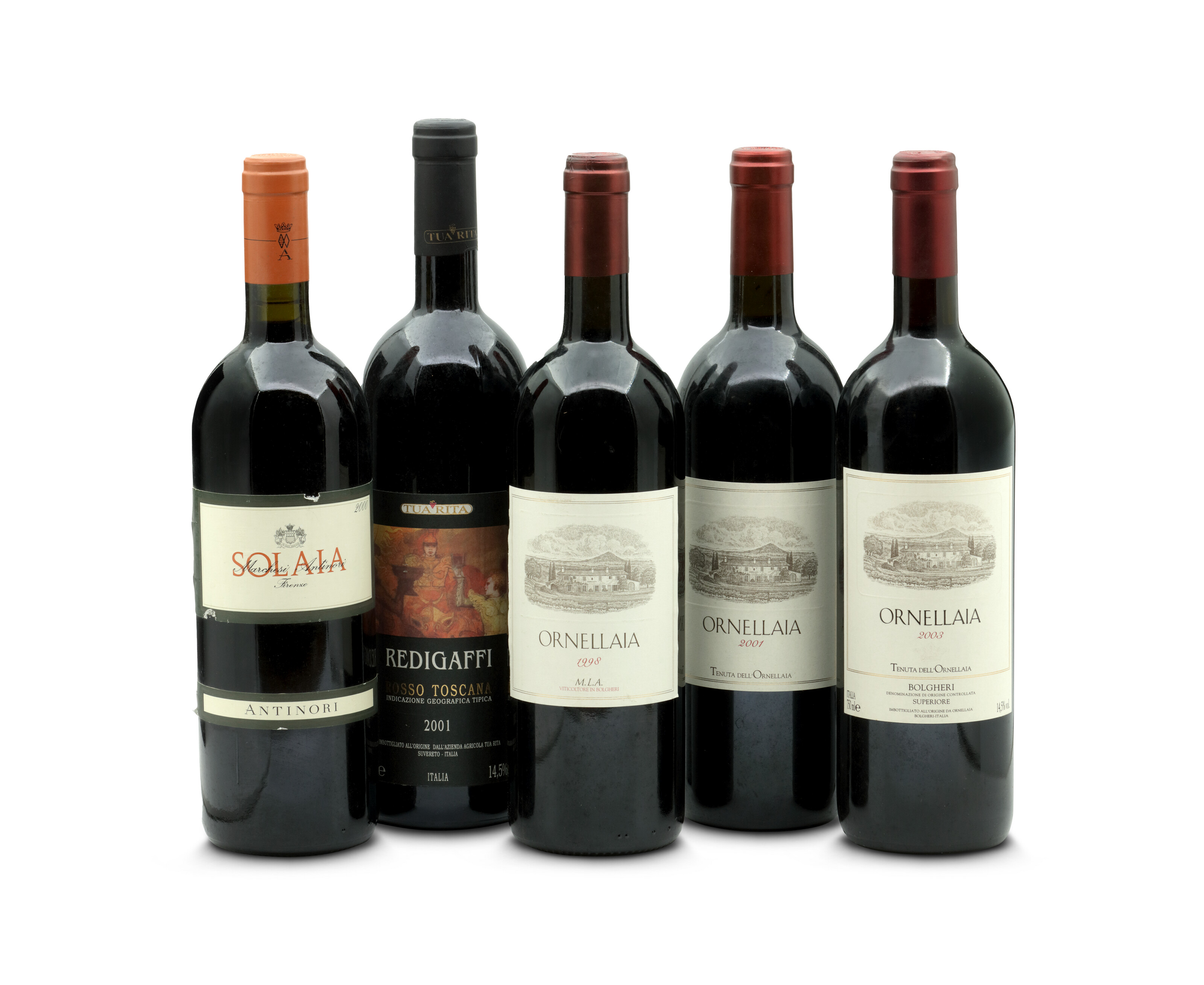 Mixed Tuscan Wines 1994-2001, Ornellaia 1994In original wooden case ...